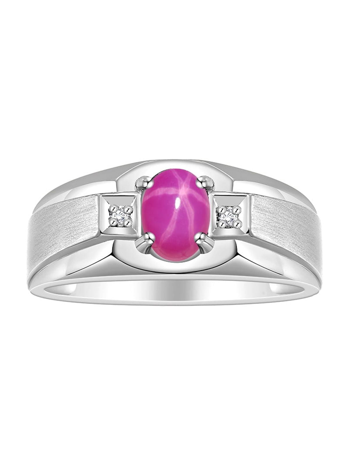 RYLOS Men's Rings Sterling Silver Classic 7X5MM Oval Gemstone & Diamond ...