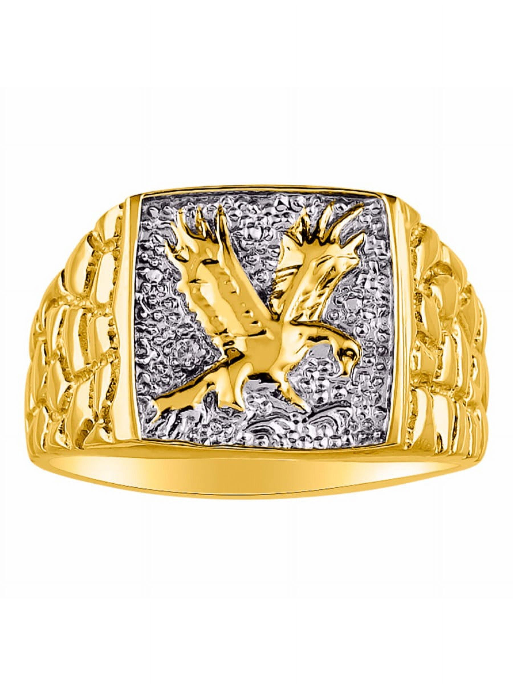 RYLOS Mens Rings 14K Yellow Gold Ring with Genuine Diamonds Set in ...