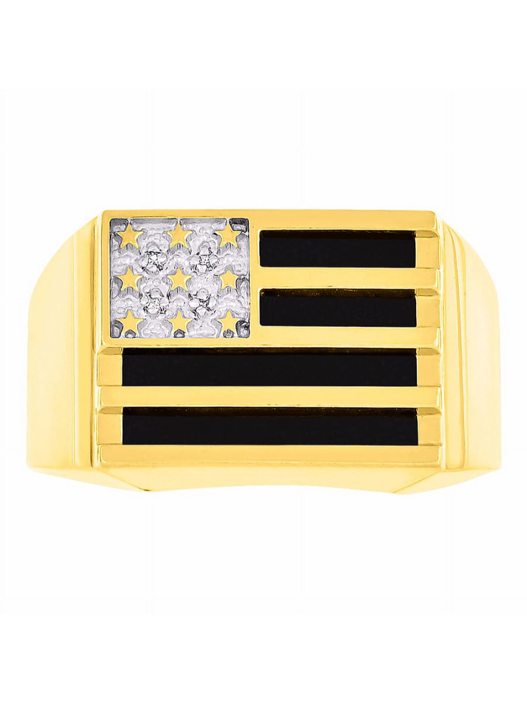 RYLOS Mens Rings 14K Yellow Gold USA Flag Designer Ring With Diamonds ...