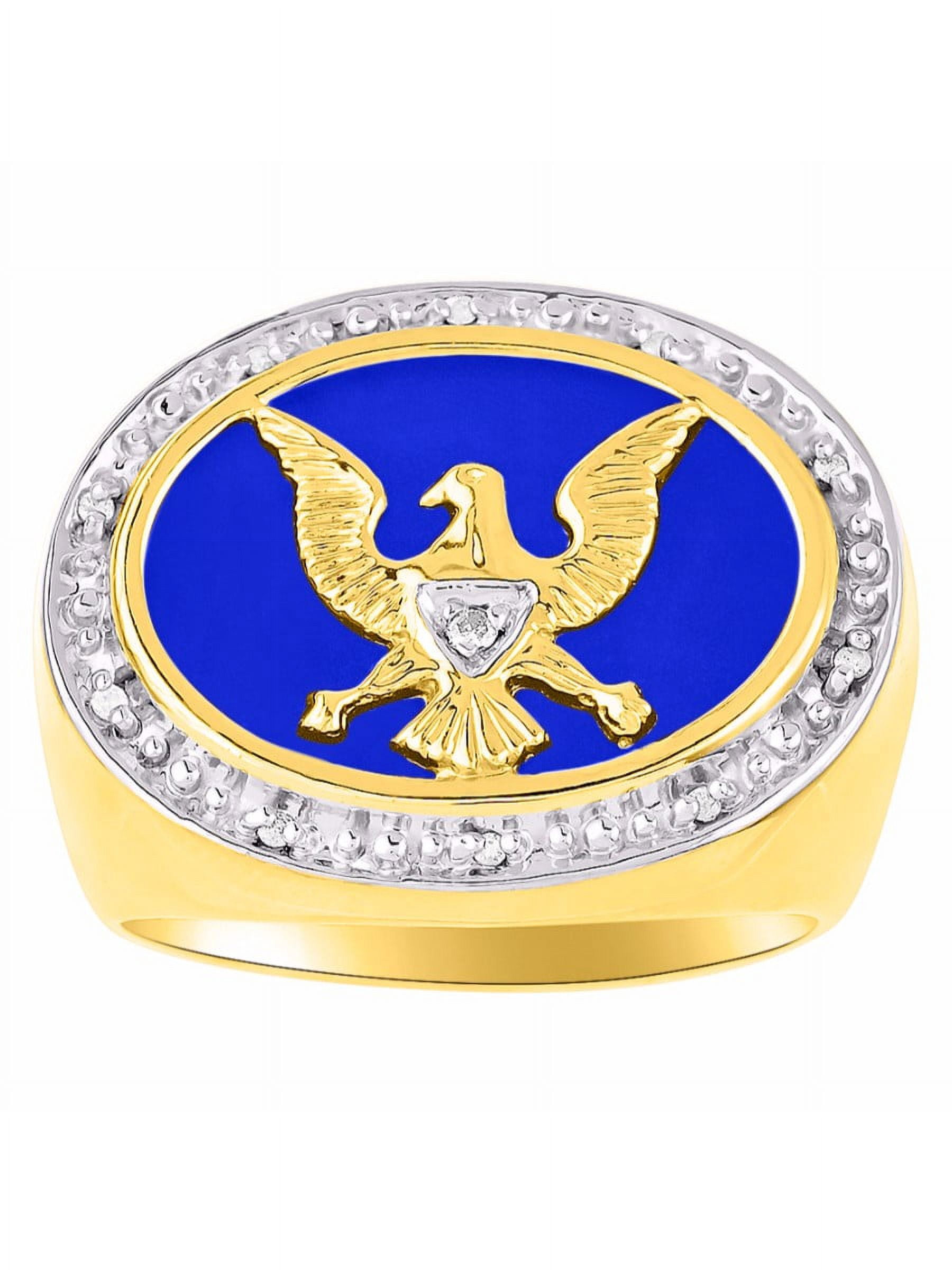 RYLOS Mens Rings Gold Plated Silver Ring Designer Patriotic Eagle USA ...