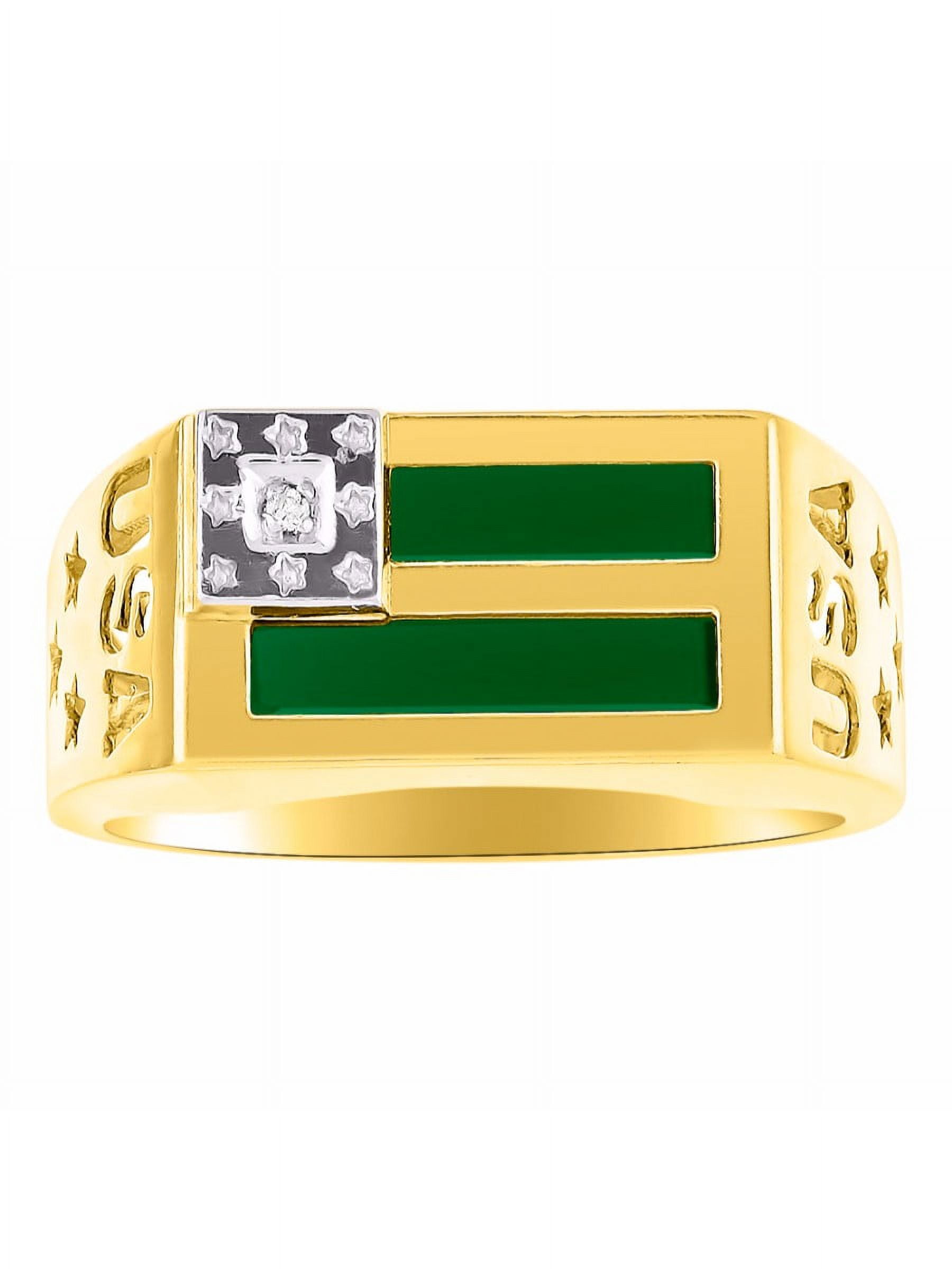 RYLOS Mens Rings Gold Plated Silver USA Flag Designer Ring With ...