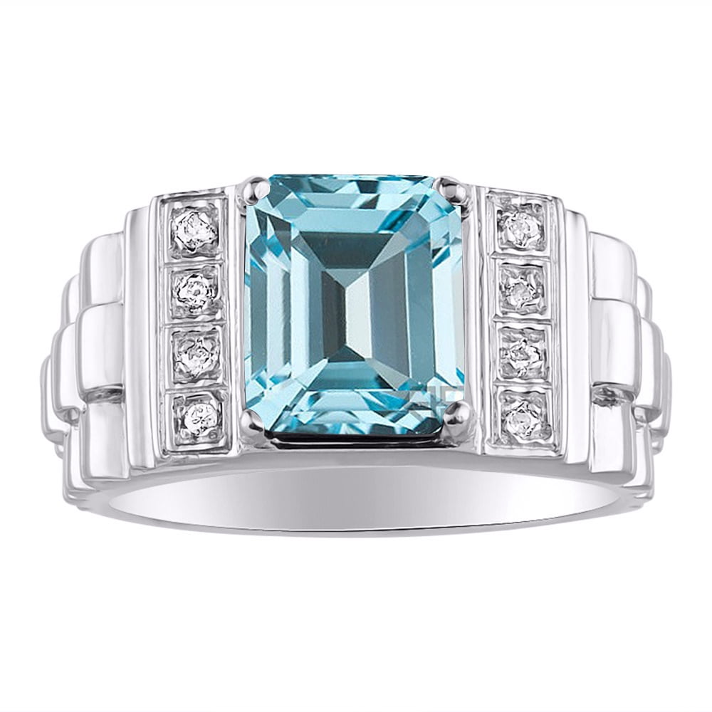 RYLOS Mens Rings Sterling Silver Designer Style 10X8MM Emerald Cut ...