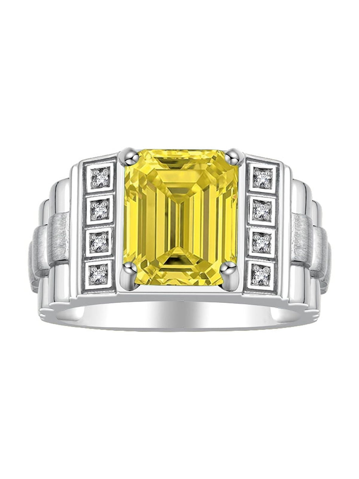 RYLOS Men's Rings Sterling Silver Designer Style 10X8MM Emerald Cut ...