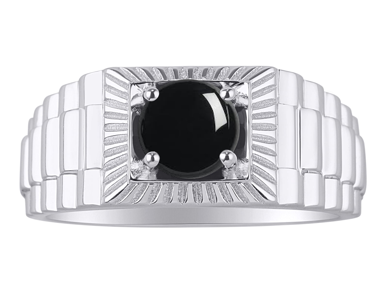 RYLOS Mens Rings Sterling Silver Ring Gorgeous 7MM Round Shape Gemstone ...