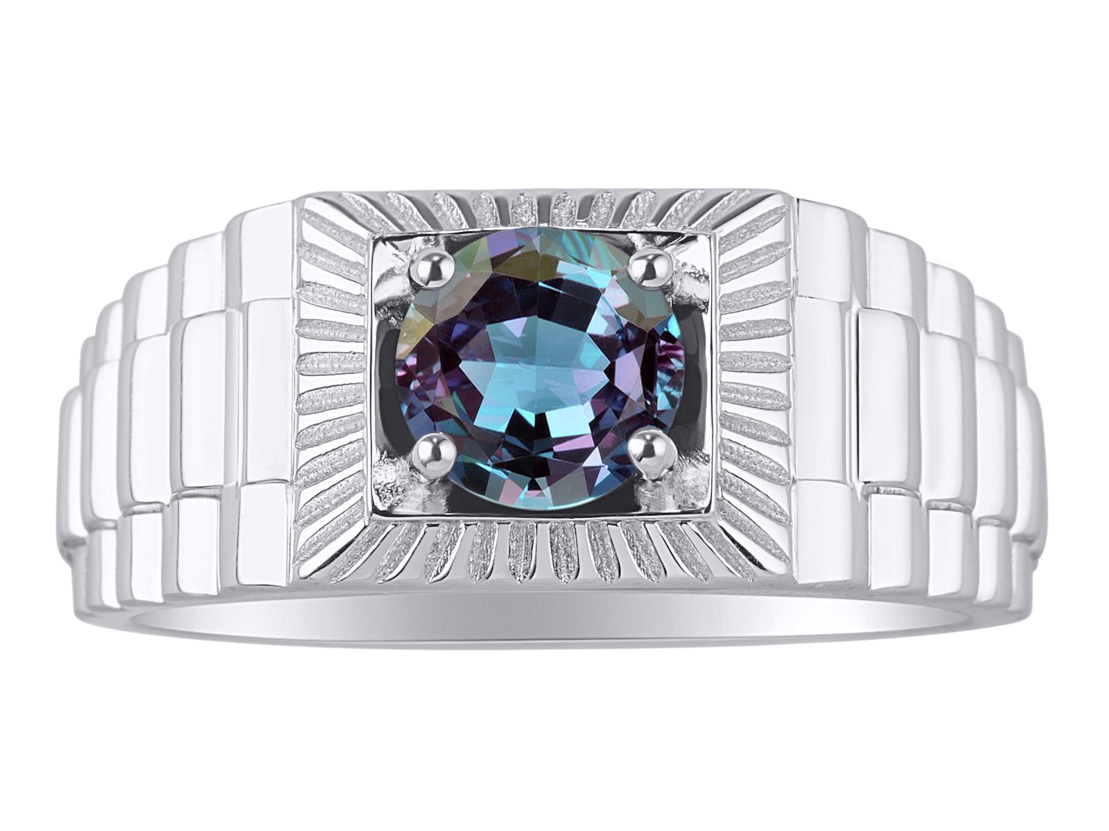 RYLOS Mens Rings Sterling Silver Ring Gorgeous 7MM Round Shape Gemstone ...
