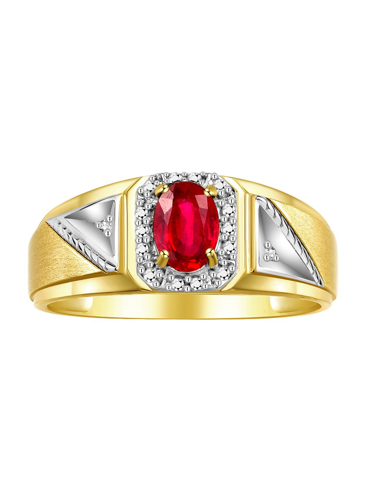 RYLOS Men's Rings Yellow Gold Plated Silver Classic 7X5MM Oval Gemstone ...