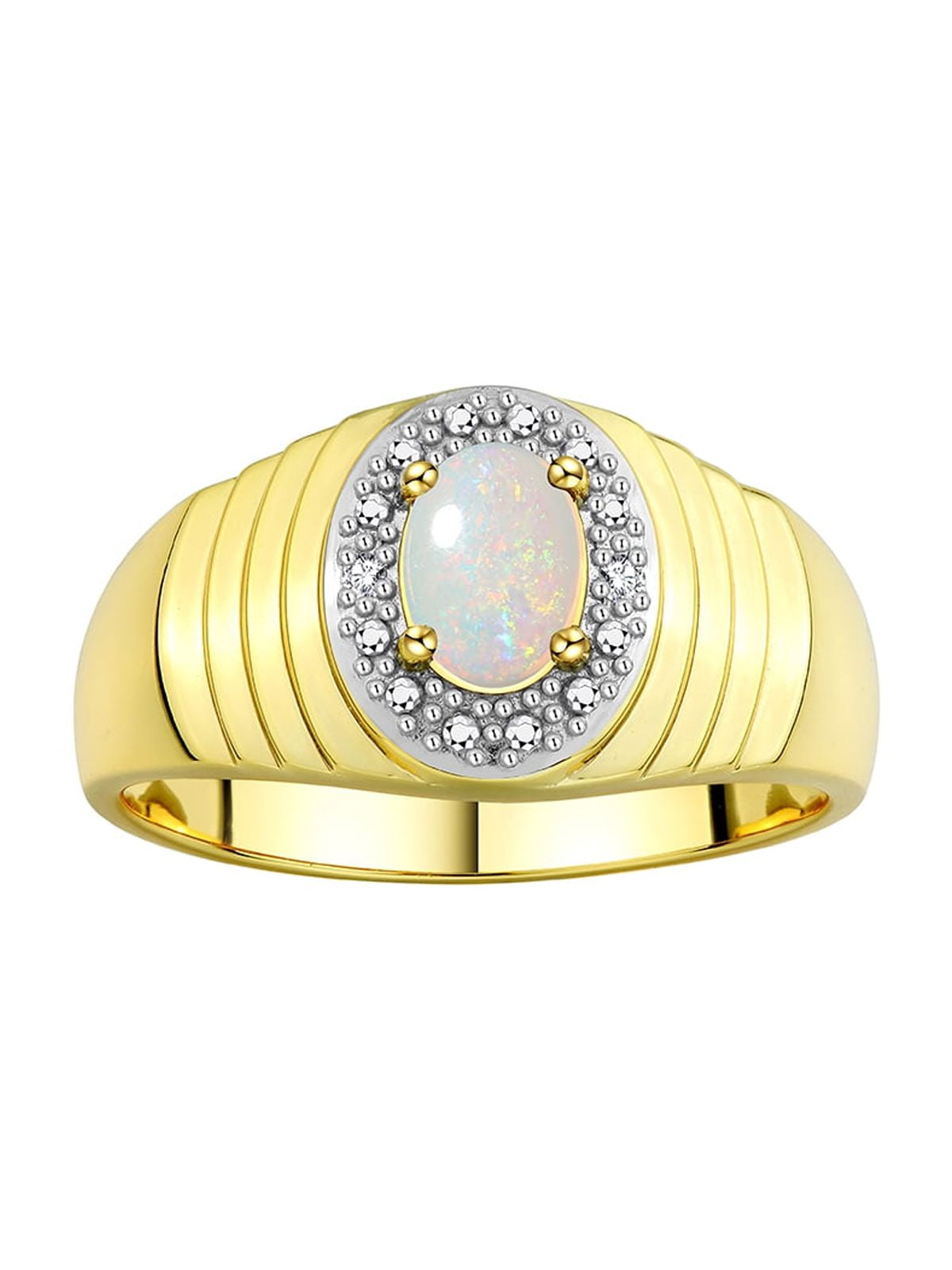 RYLOS Men's Rings Yellow Gold Plated Silver Classic Halo Of Diamonds ...