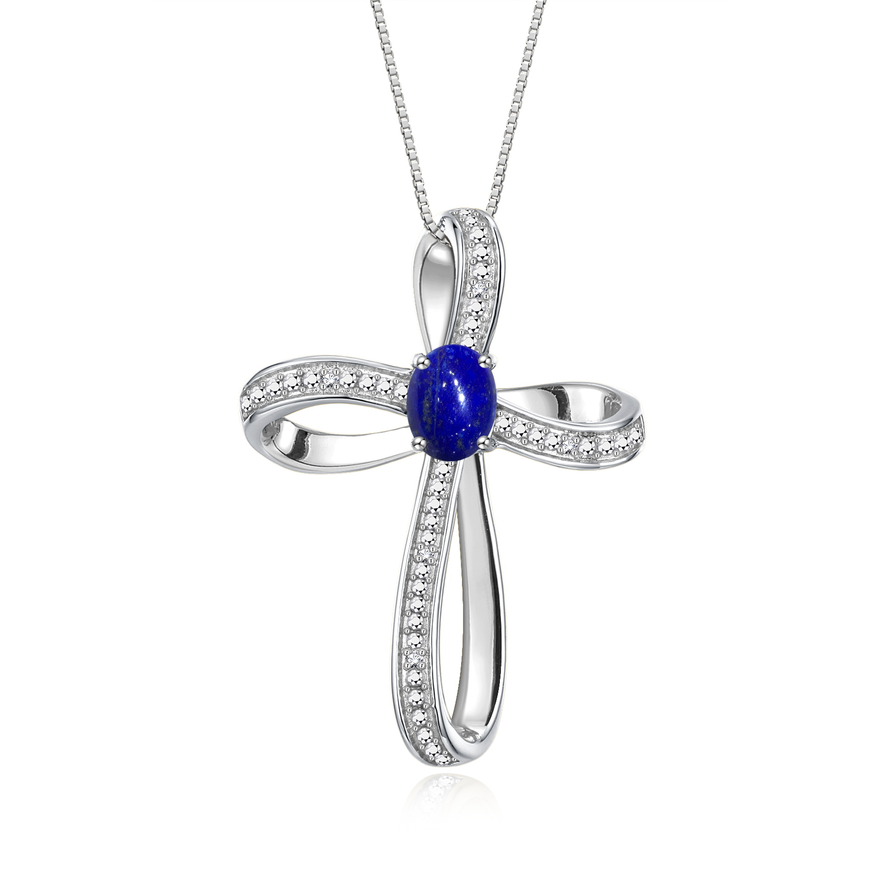 RYLOS Necklace Sterling Silver 925 Cross Necklace Gemstone & Diamonds ...
