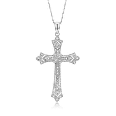 Ross-Simons 0.25 ct. t.w. Diamond Openwork Cross Pendant Necklace in ...