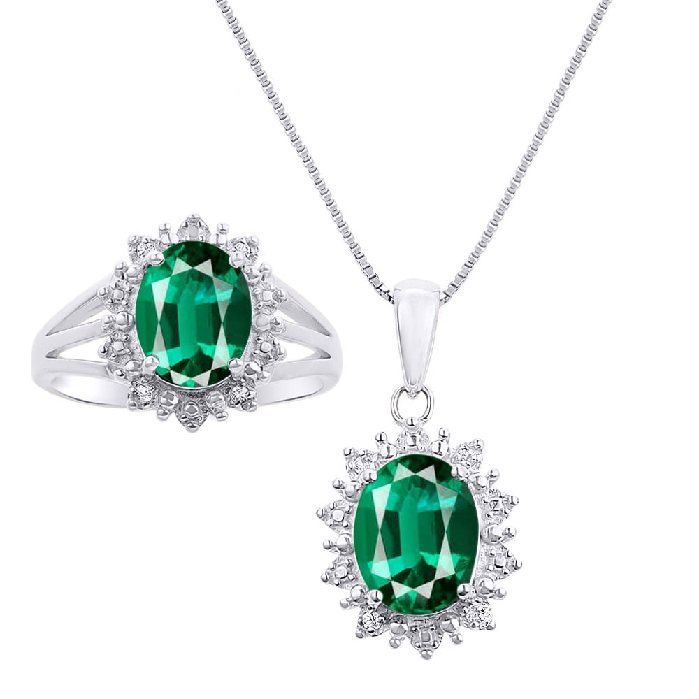 *RYLOS Princess Diana Inspired Matching Jewelry Set Green Emerald ...
