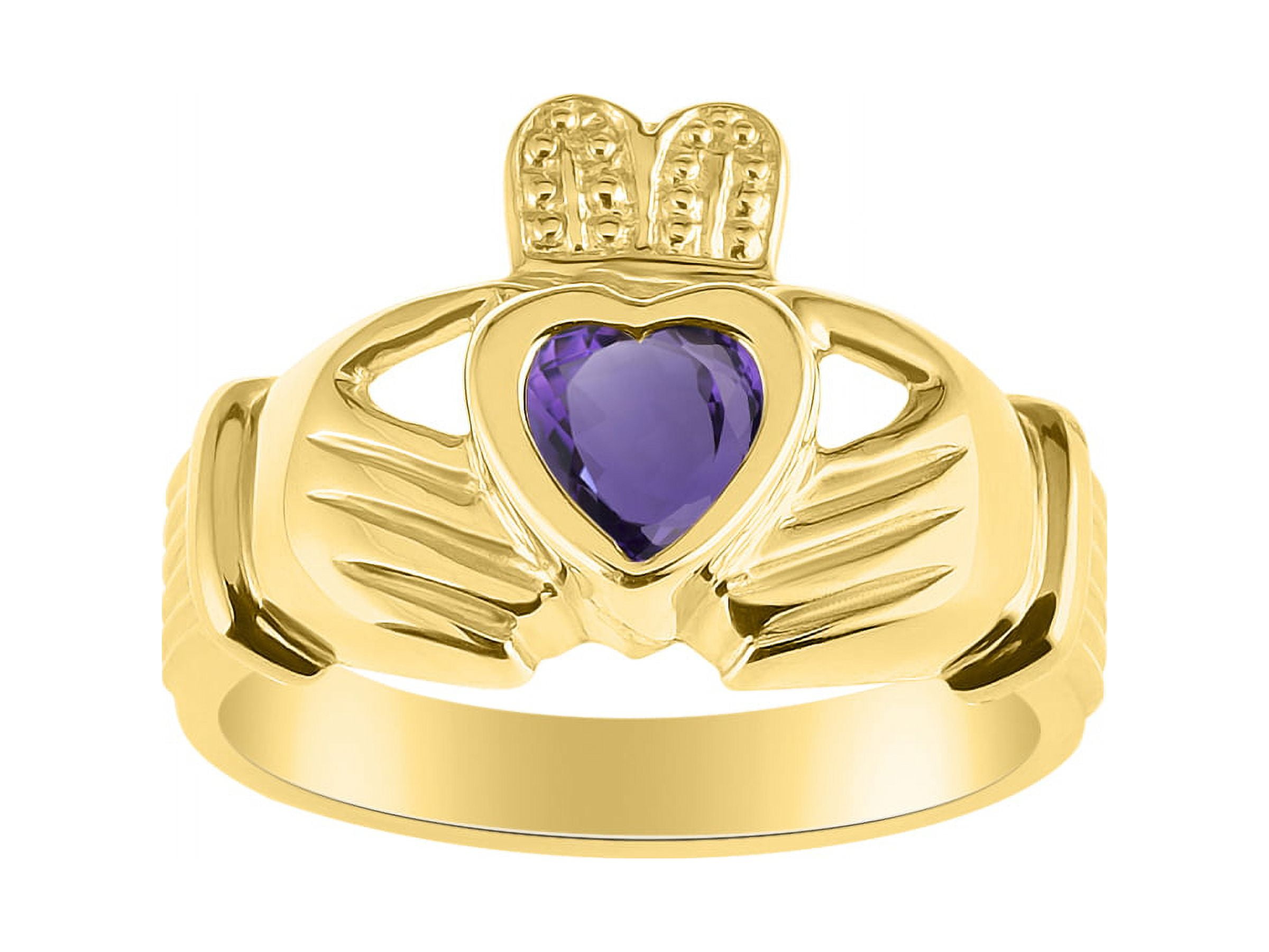 RYLOS Rings 14K Yellow Gold Claddah Love, Loyalty & Friendship Heart ...