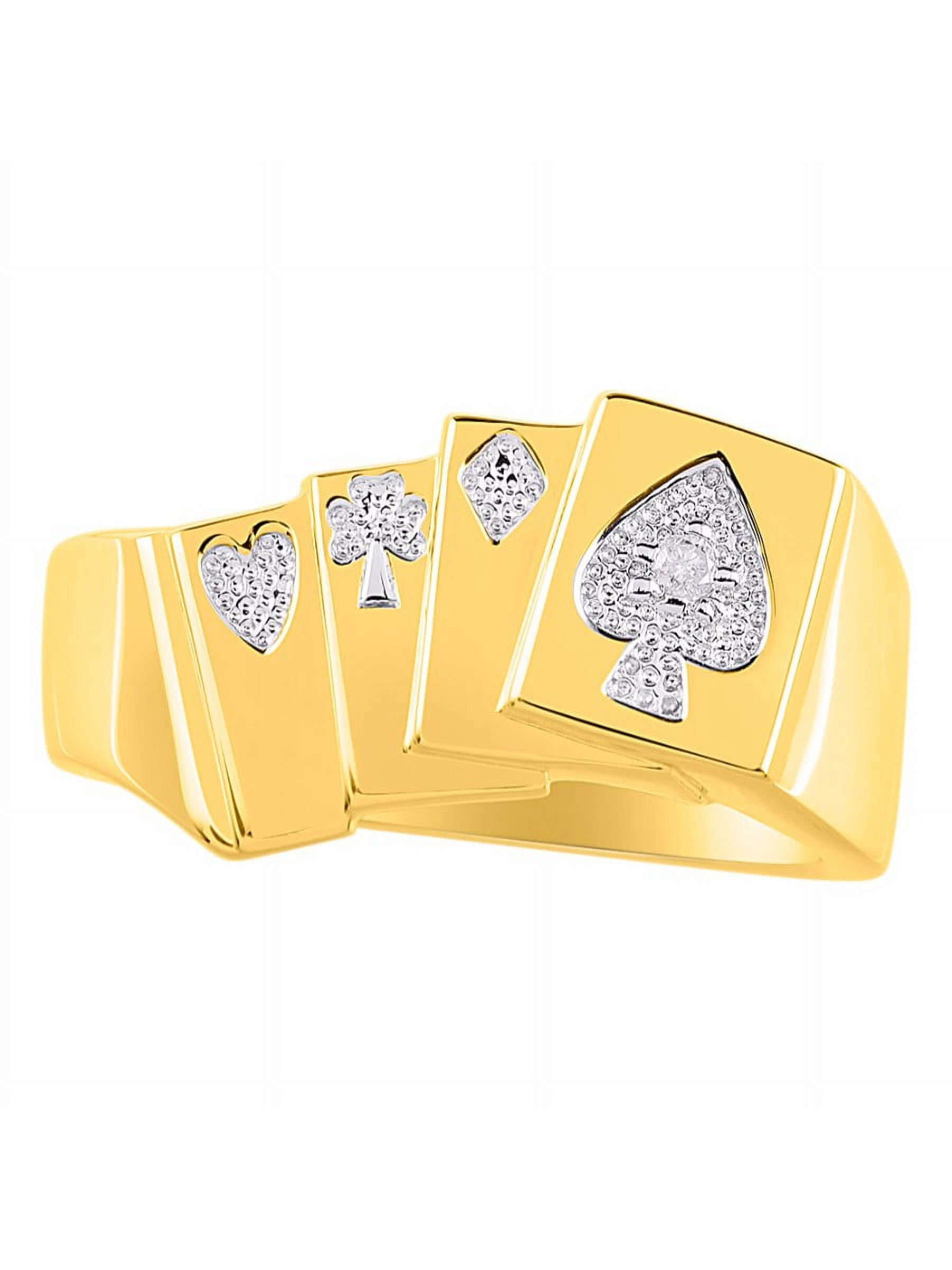 RYLOS Rings 14K Yellow Gold Designer 4 of a Kind Aces; Lucky Poker ...