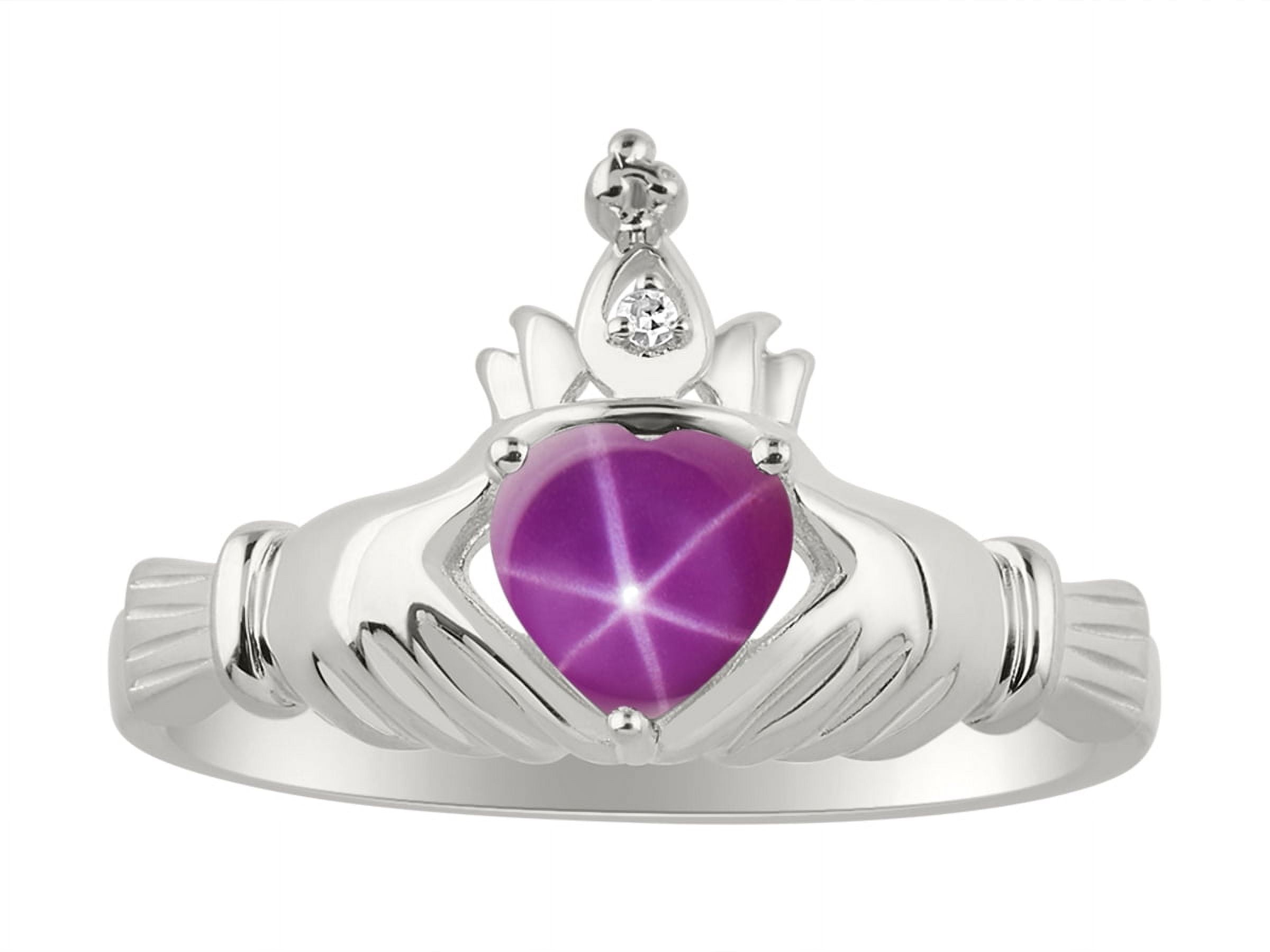 RYLOS Rings Sterling Silver Claddah Love, Loyalty & Friendship Ring Heart 6MM Gemstone & Diamond ...