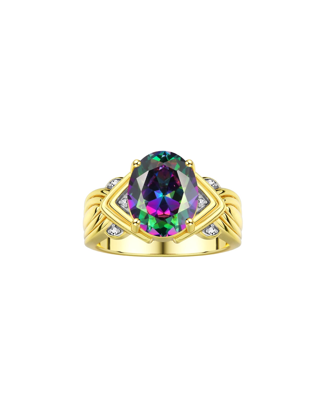 RYLOS Rings for Women 14K Gold Plated Silver Ring 12X10MM Gemstone ...