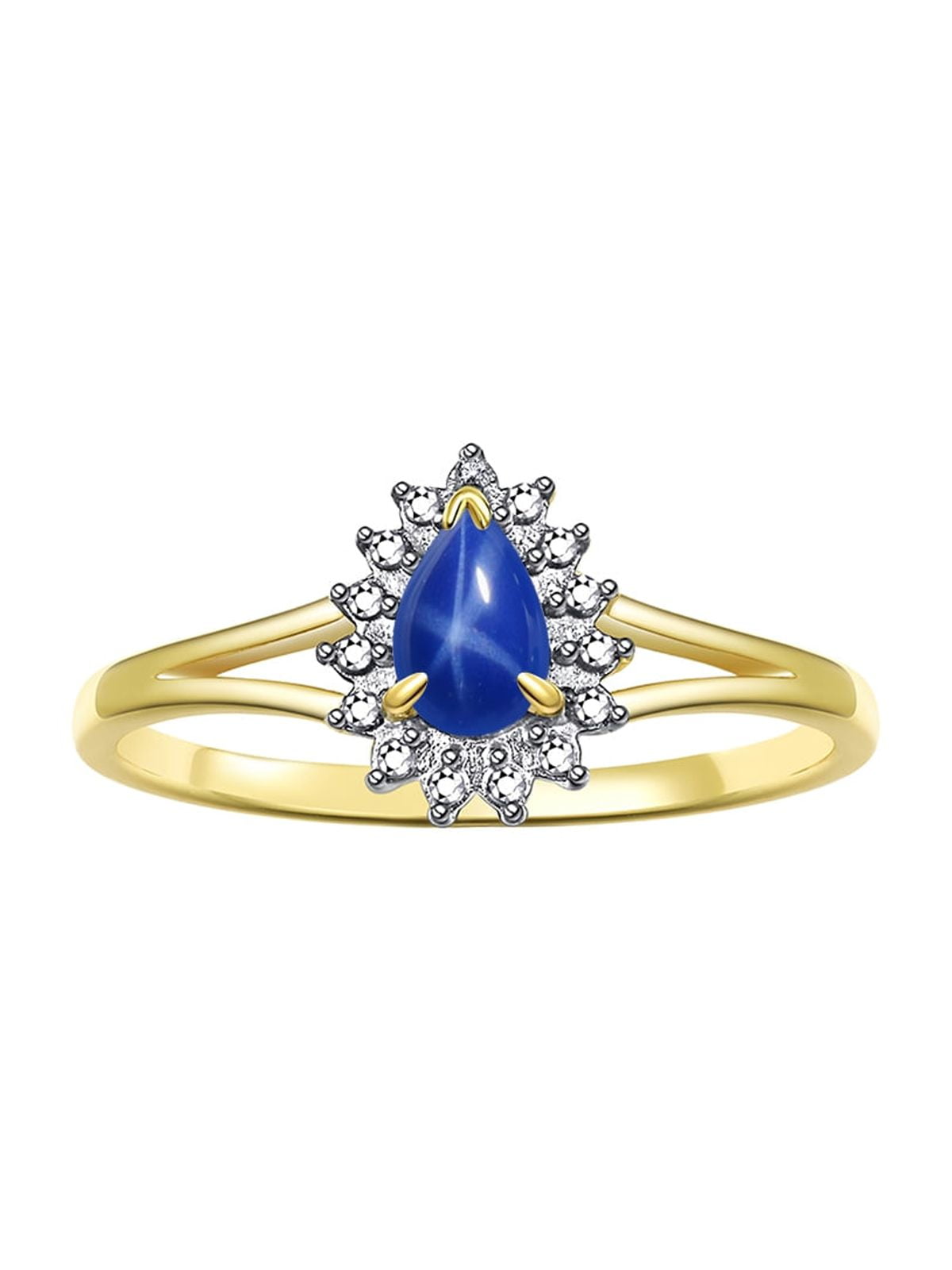 RYLOS Rings for Women 14K Gold Plated Silver Ring Halo of Diamonds ...