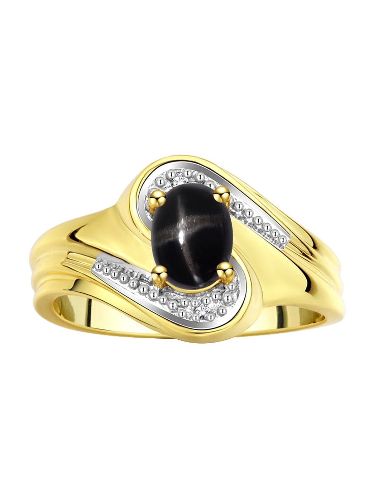 RYLOS Rings for Women 14K Gold Plated Silver Swirl Ring with 7X5MM Oval ...