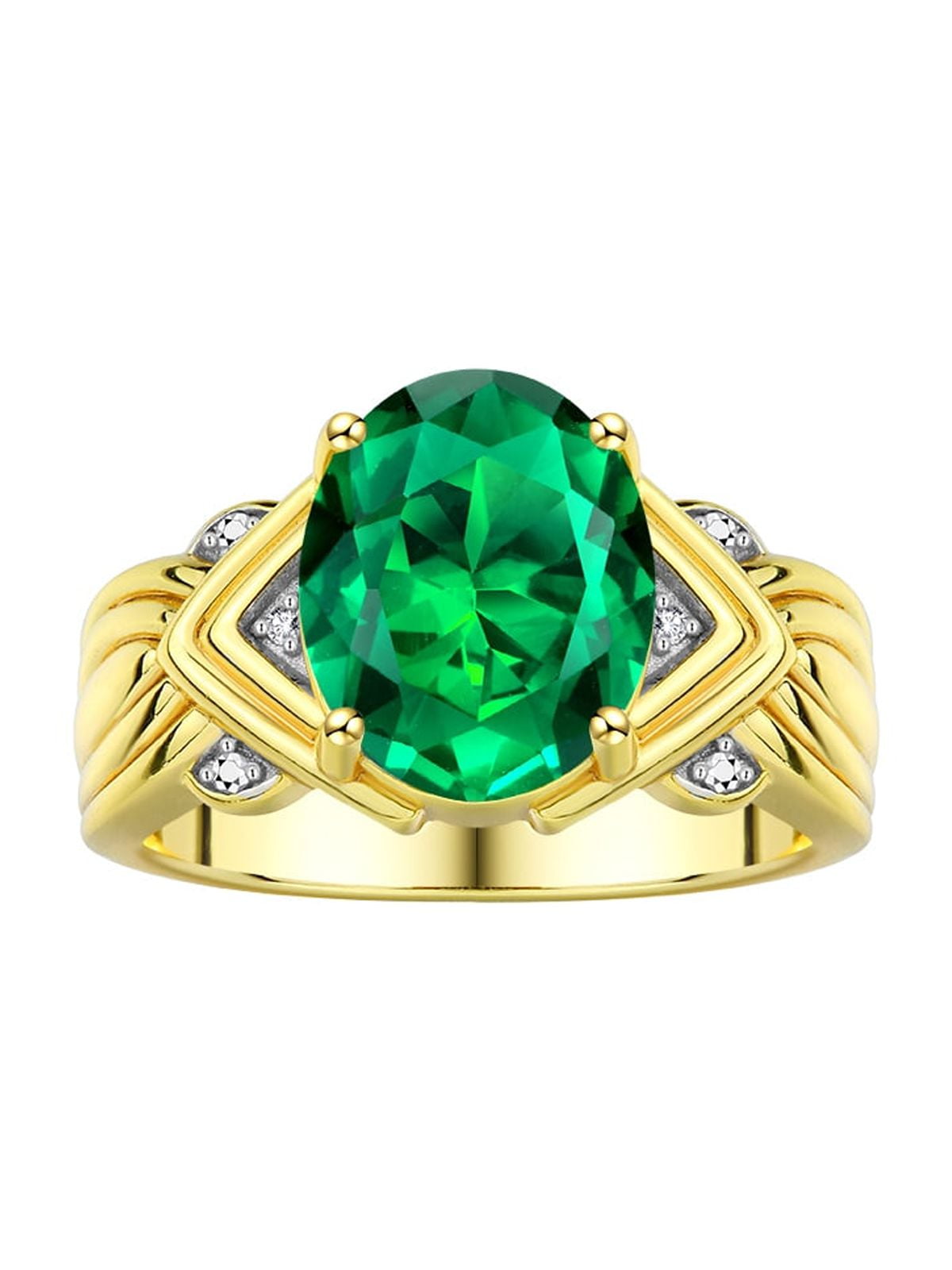RYLOS Rings for Women 14K Yellow Gold Ring 12X10MM Gemstone & Diamonds ...