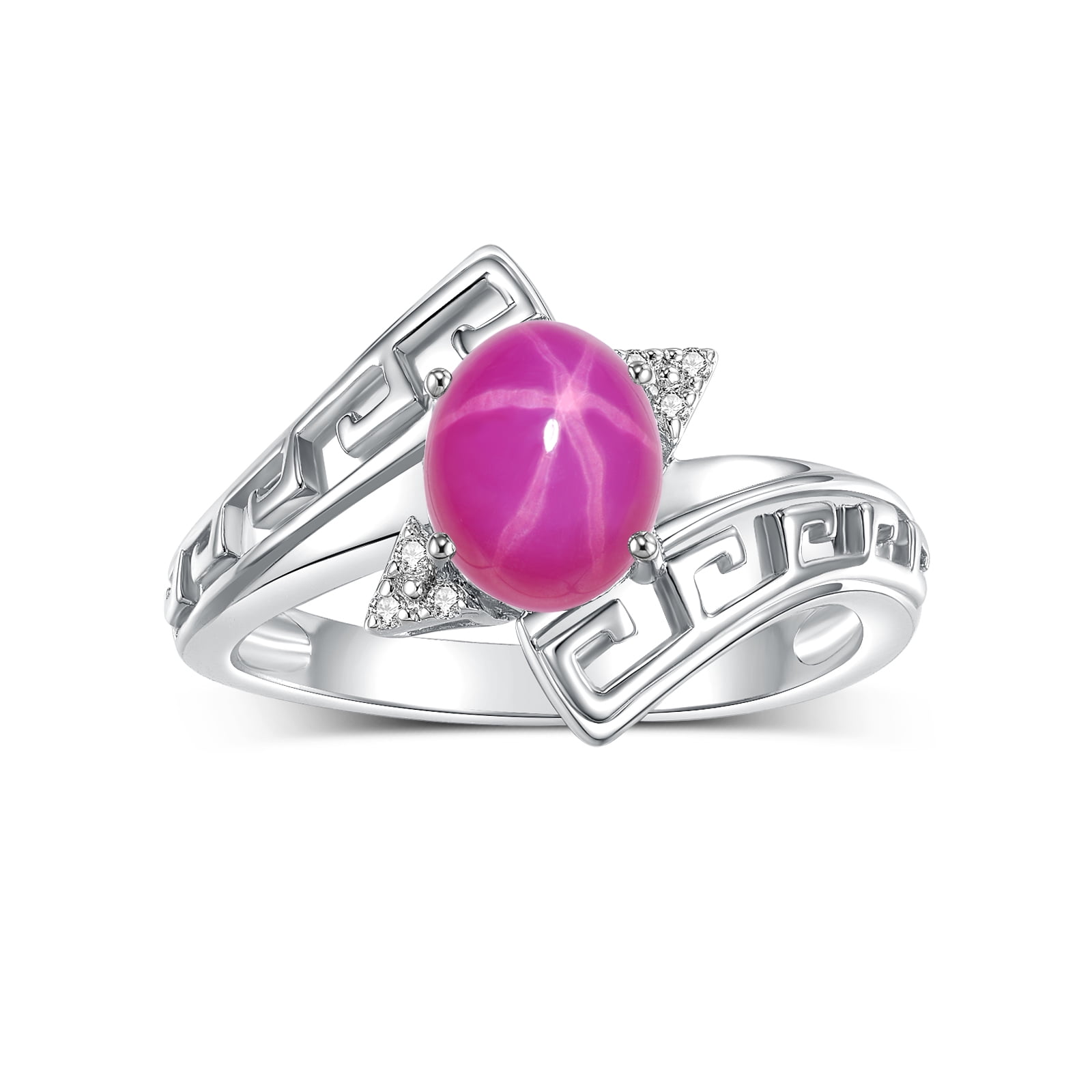 RYLOS Rings for Women Sterling Silver Greek Key Designer Ring 9X7MM ...