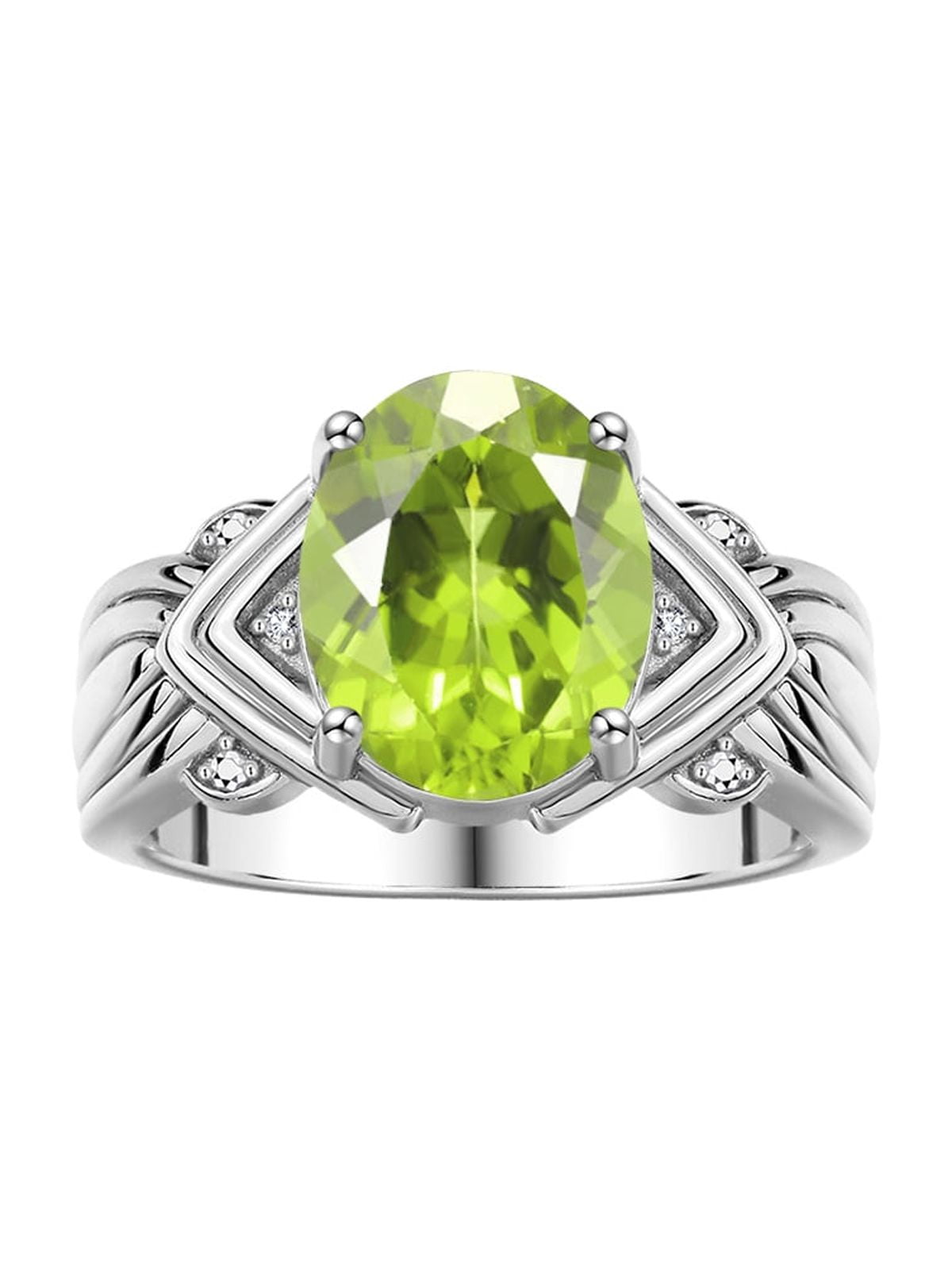 RYLOS Rings for Women Sterling Silver Ring 12X10MM Gemstone & Diamonds ...