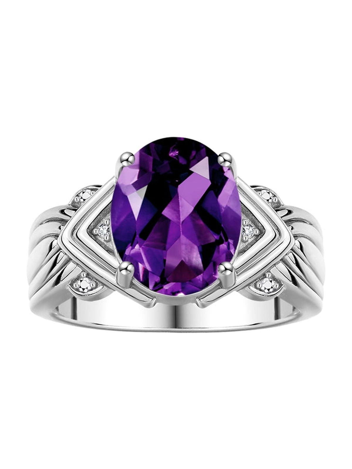 RYLOS Rings for Women Sterling Silver Ring 12X10MM Gemstone & Diamonds ...