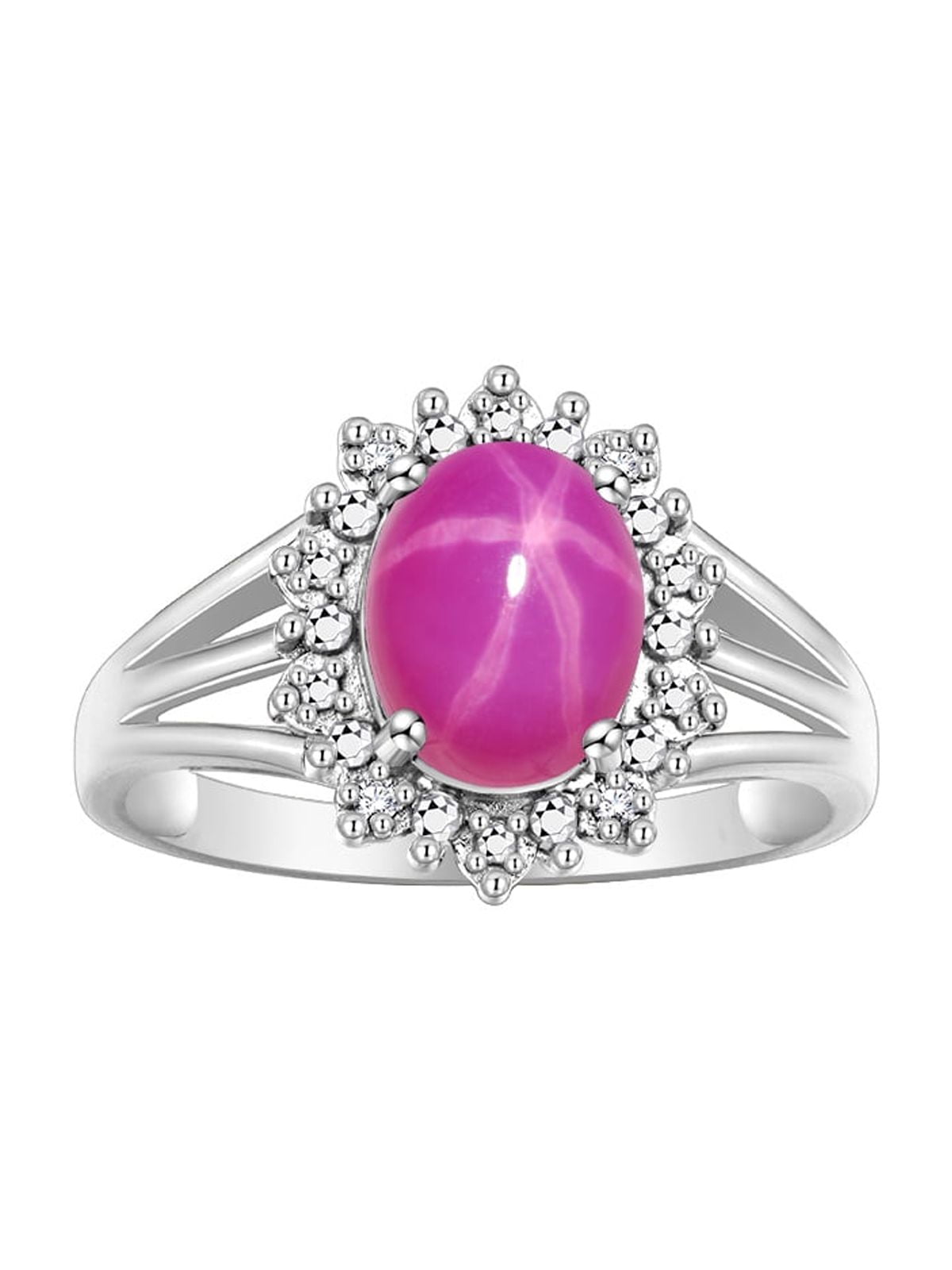 RYLOS Rings for Women Sterling Silver Ring Princess Diana Inspired 9X7MM Gemstone & Halo of ...