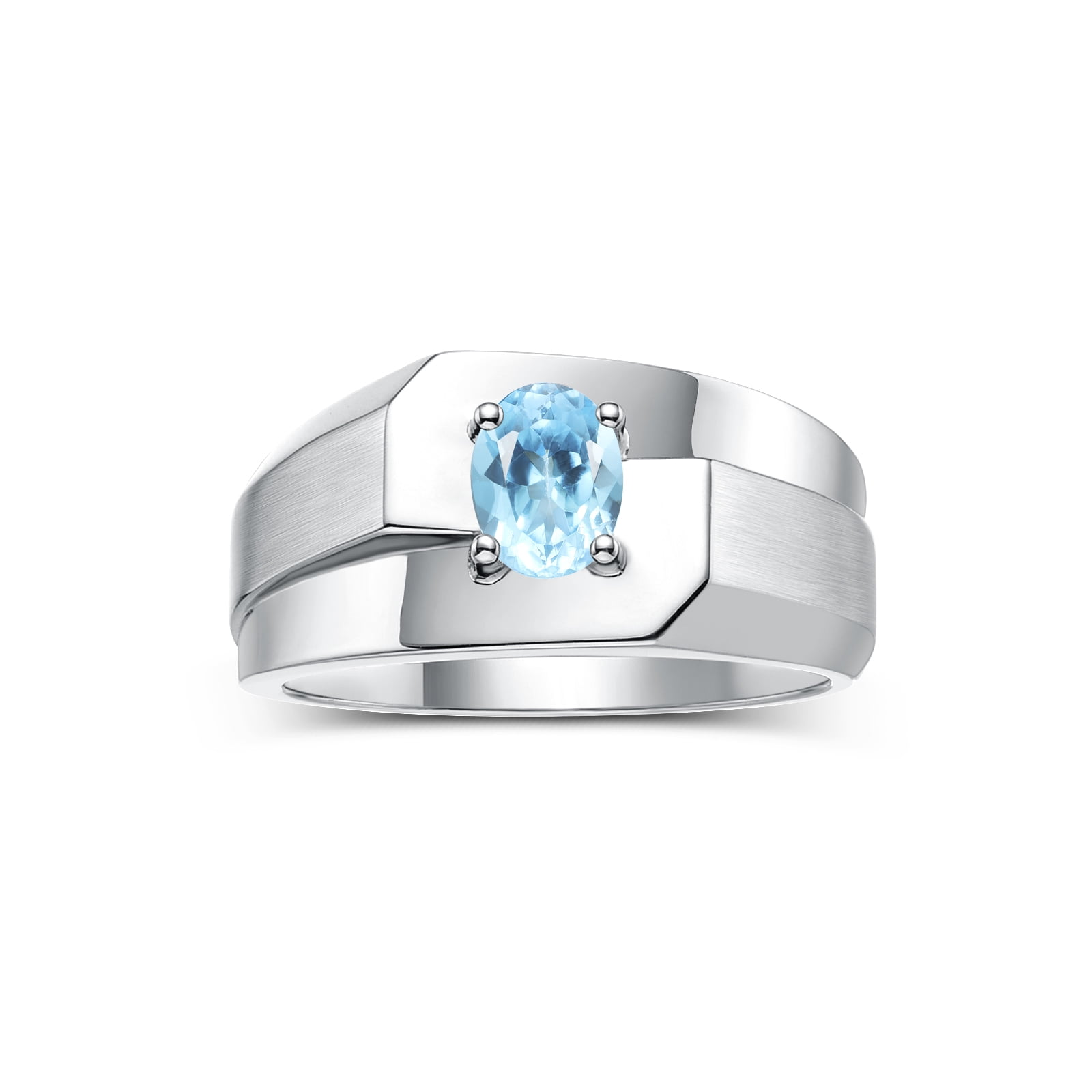 RYLOS Men's Rings 14K White Gold Ring Classic Solitaire 7X5MM Oval ...