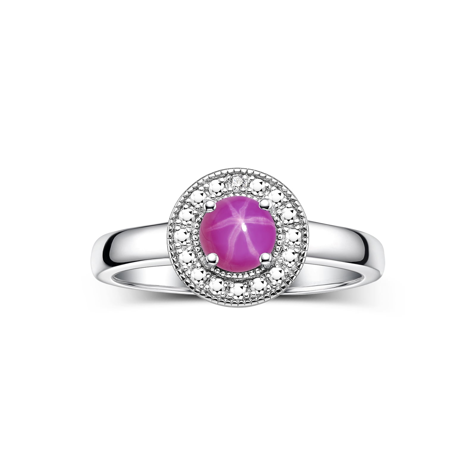 RYLOS Rings for Women Sterling Silver Halo Birthstone Ring with Round 4MM Gemstone & Diamonds ...
