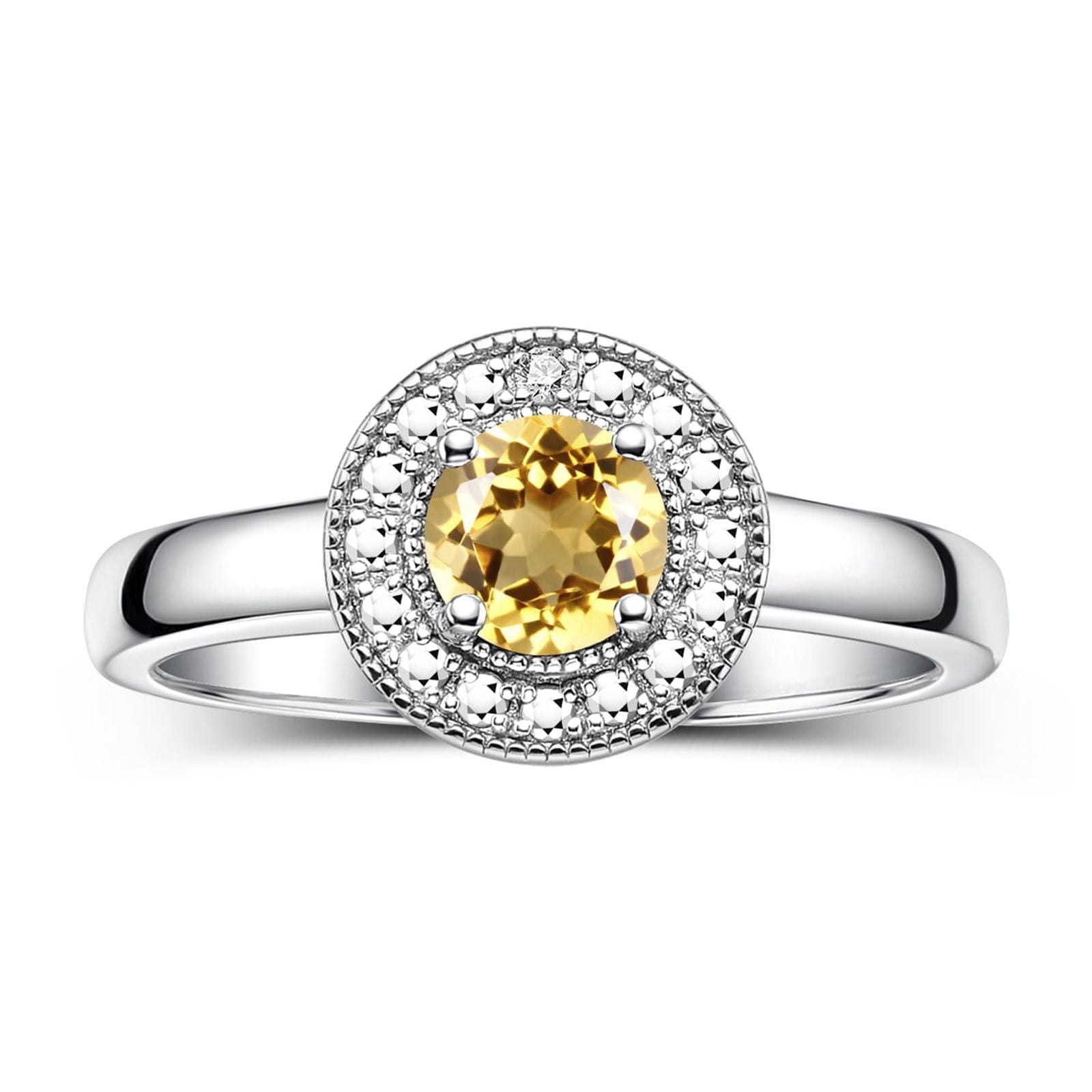 RYLOS Rings for Women Sterling Silver Halo Birthstone Ring with Round ...