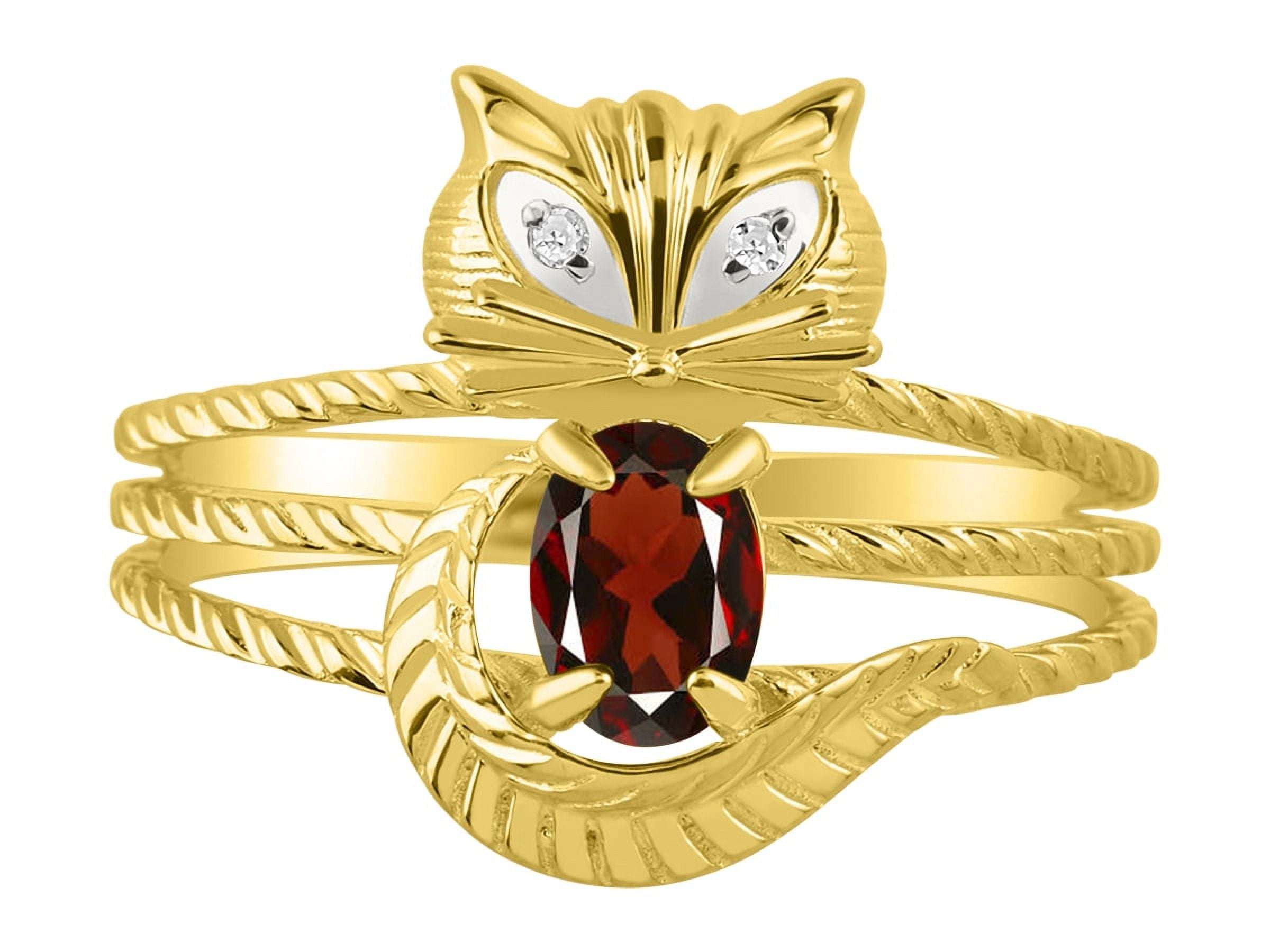 *RYLOS Simply Fun CAT Garnet & Diamond Ring - January Birthstone. Great ...