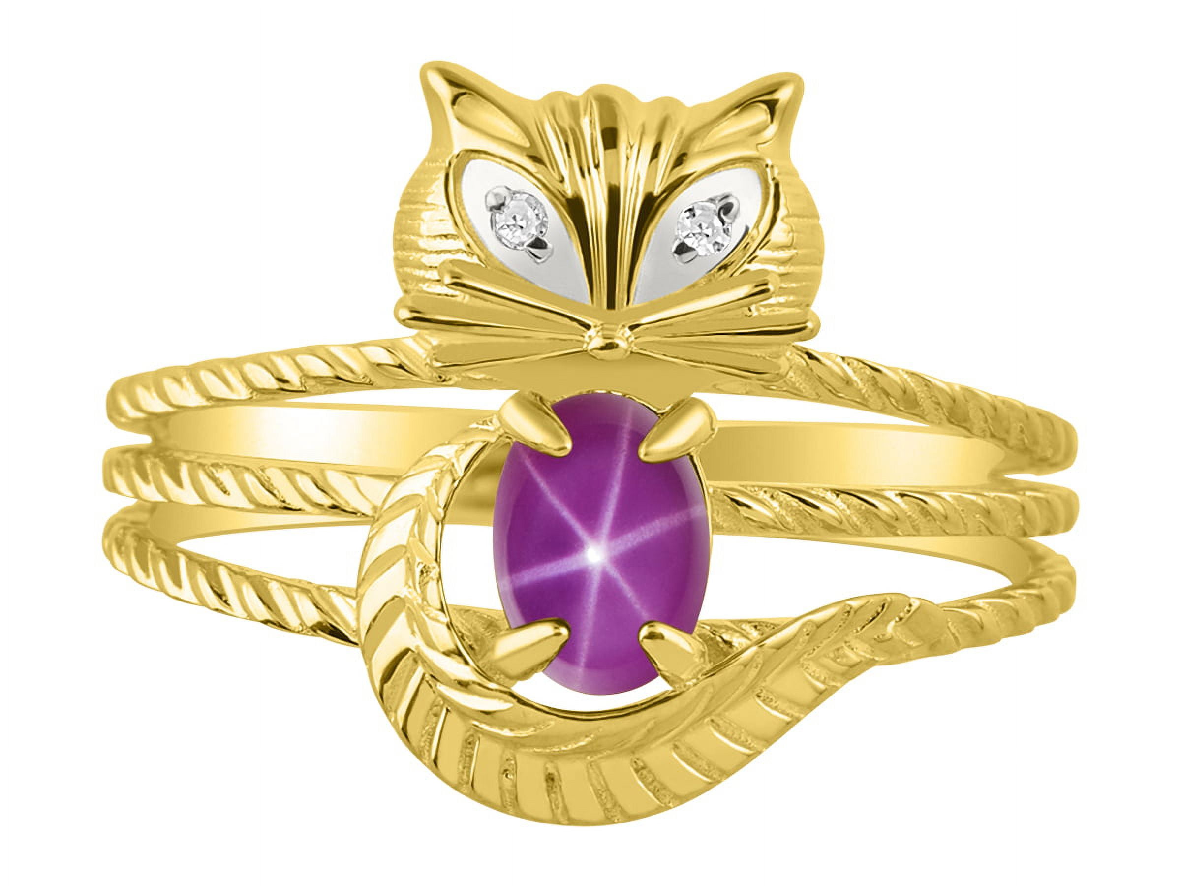 *RYLOS Simply Fun CAT Red Star Ruby & Diamond Ring - July Birthstone ...