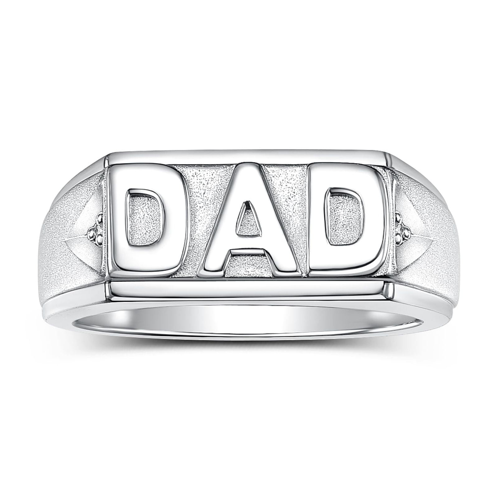 RYLOS Sterling Silver Classic Designer DAD Ring, embellished with ...