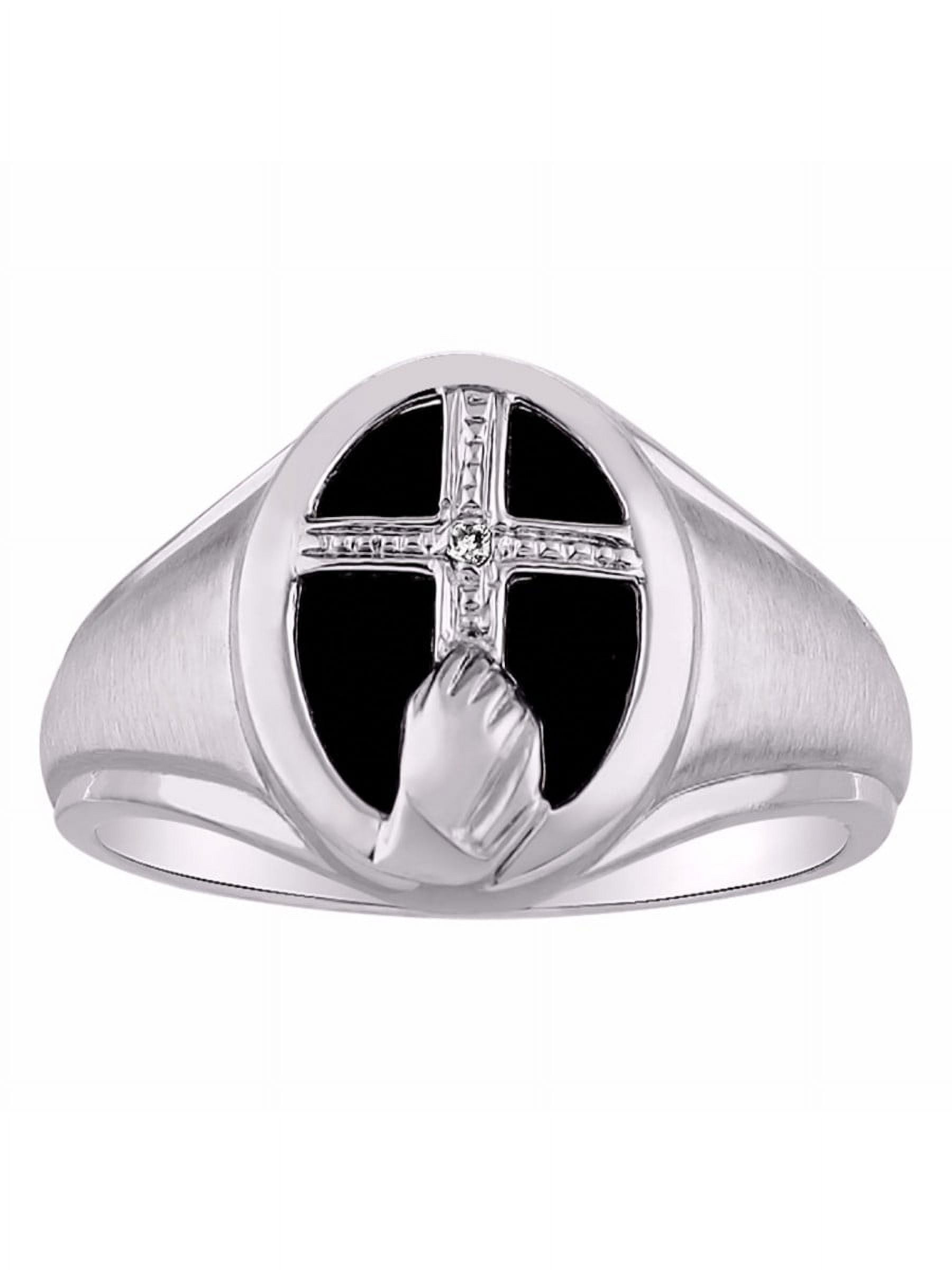 RYLOS Unisex Rings 14K White Gold Religious Cross Prayer Ring With ...