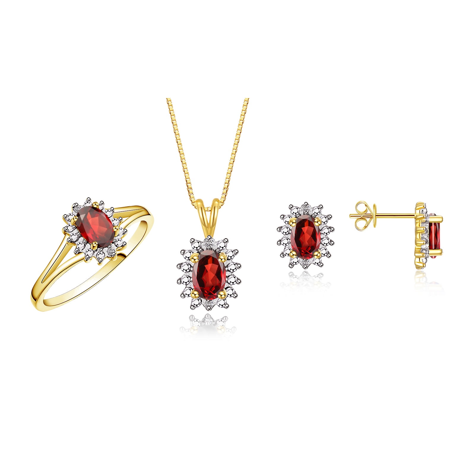 RYLOS Women's Yellow Gold Plated Silver Birthstone Set: Ring, Earring ...