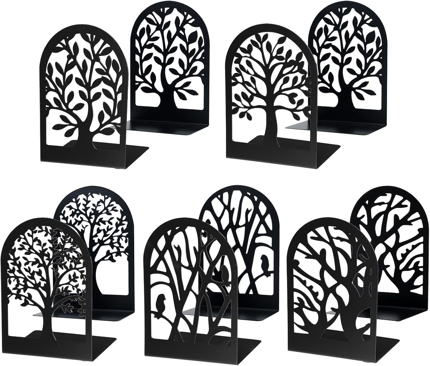 RYLZX Bookends for Shelves Decorative, 4 Pairs of Tree Bookends ...
