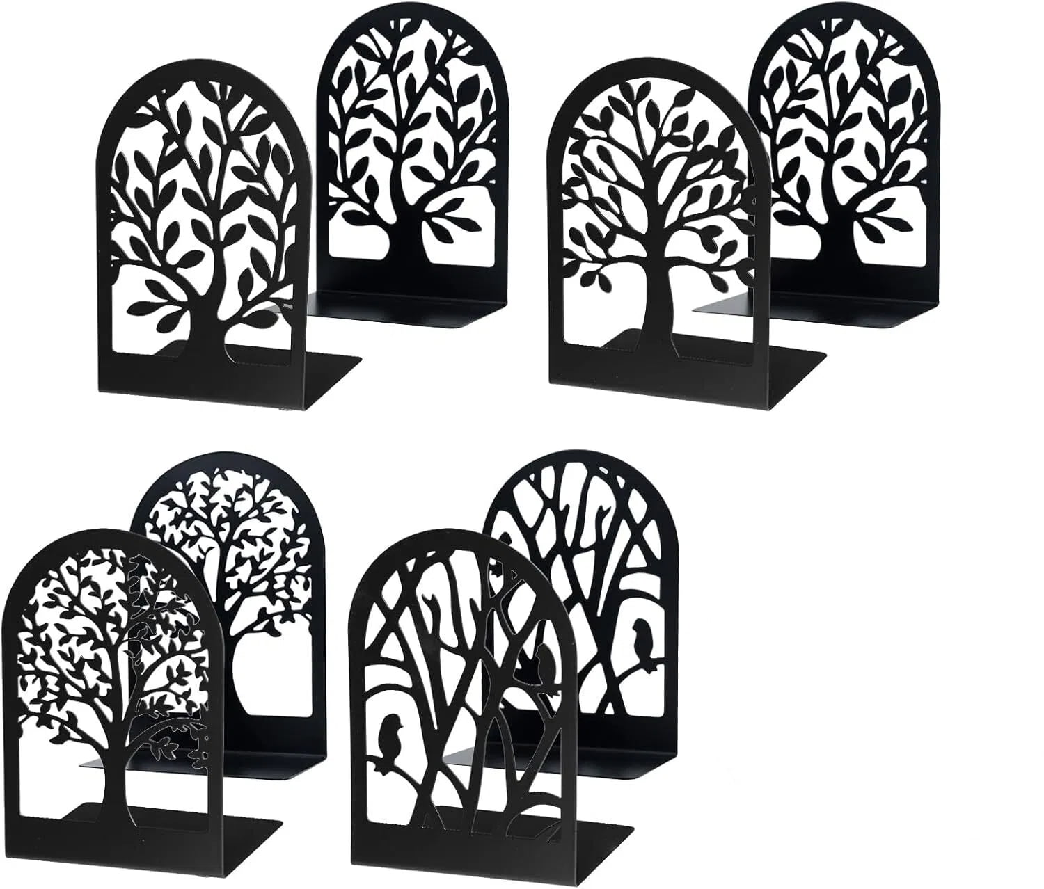 RYLZX Bookends for Shelves Decorative, 4 Pairs of Tree Bookends ...
