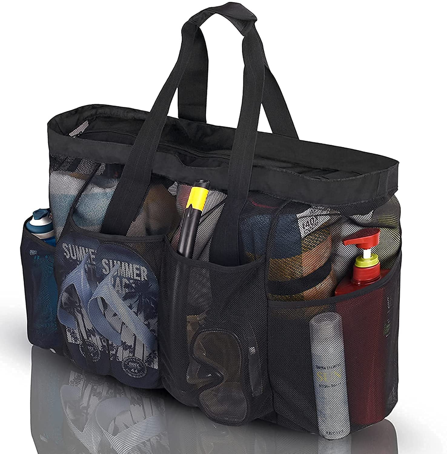 RYLZX Extra Large Beach Bag Mesh Tote with Zipper and Pockets Ideal for Your Family Cruise/Beach ...