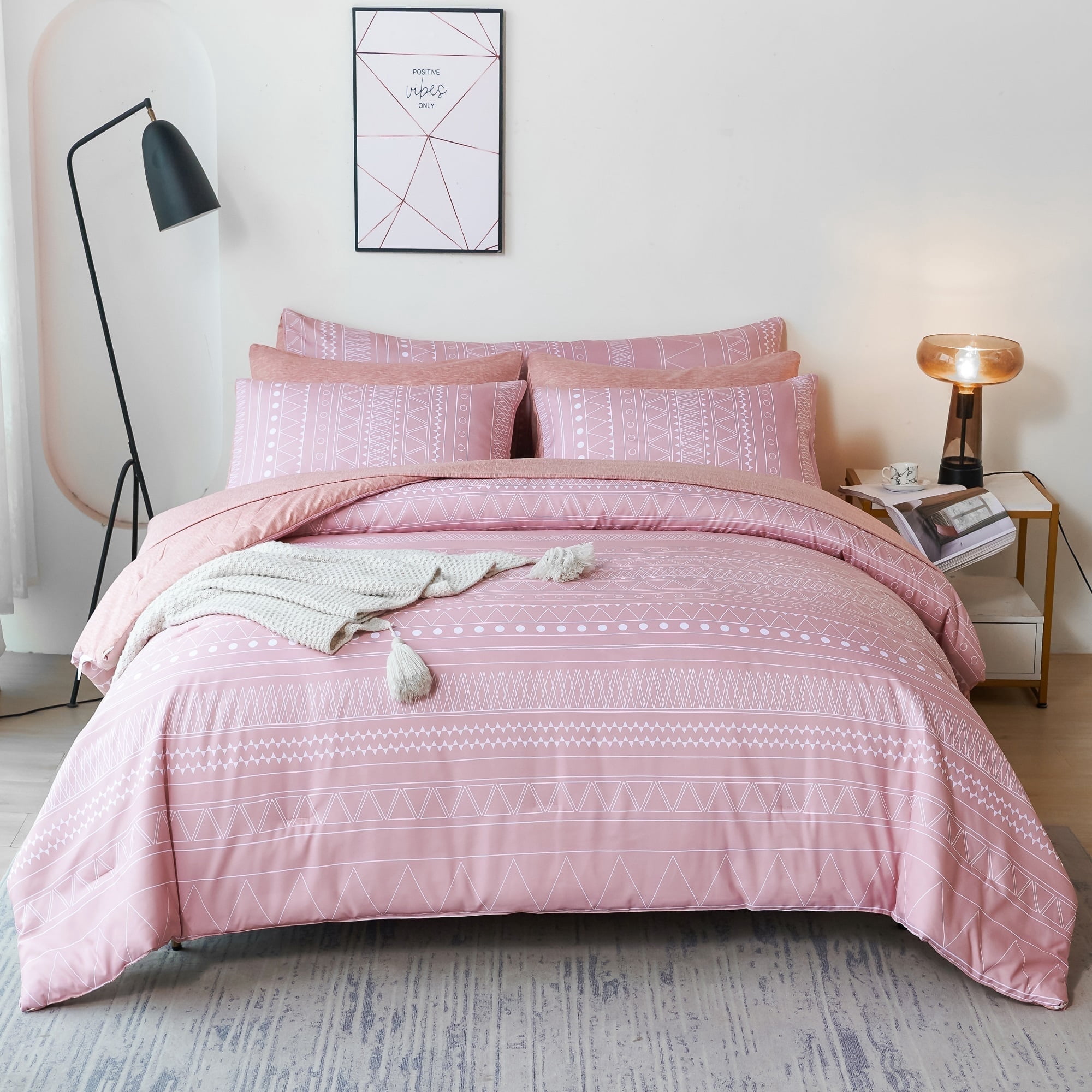 RYNGHIPY Bed in a Bag Pink Comforter Sets Queen Size 8Pcs, Boho Style ...