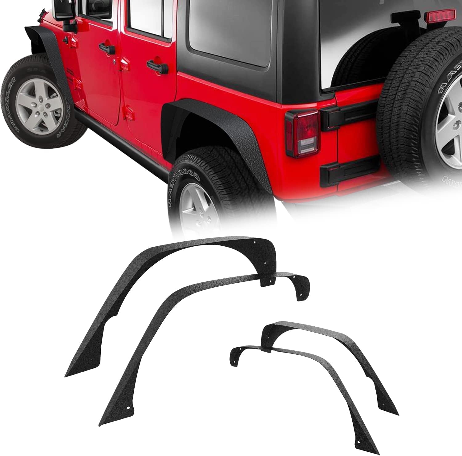 RYNOSKIN Fender Flares Compatible with 2007-2018 Jeep Wrangler JK (2/4 ...