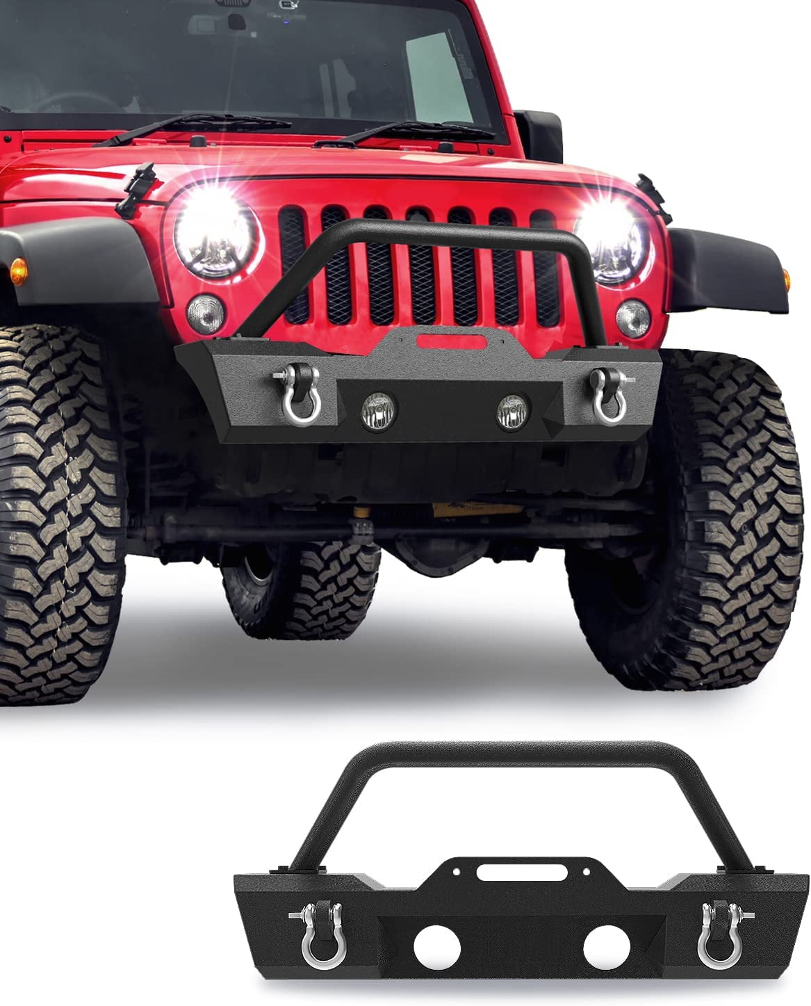 RYNOSKIN Stubby Front Bumper Fit 2007-2018 Jeep Wrangler JK|2018-2024 ...