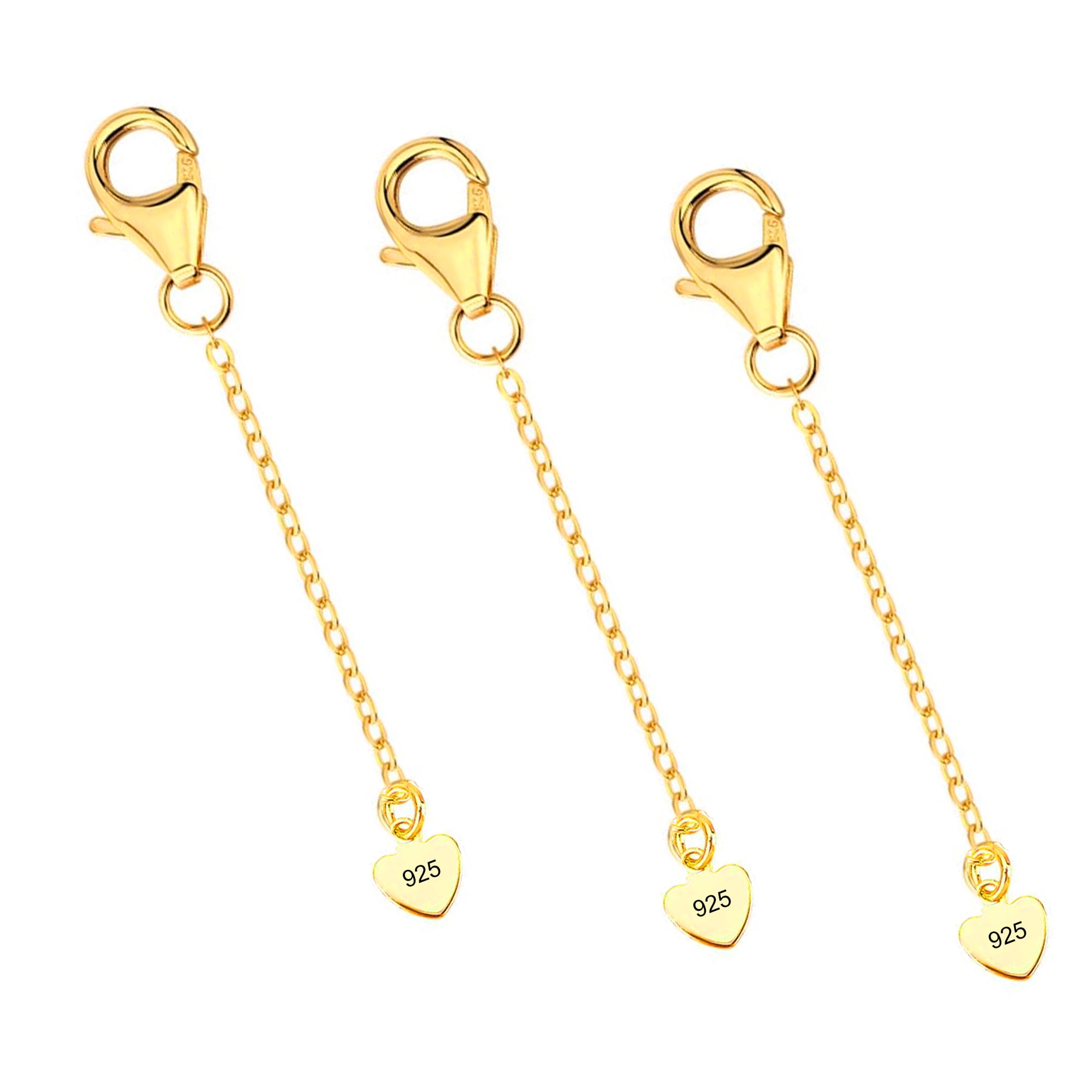 RYNSITO Extenders Chain Necklace 18K Yellow Gold Plated Sterling Silver ...