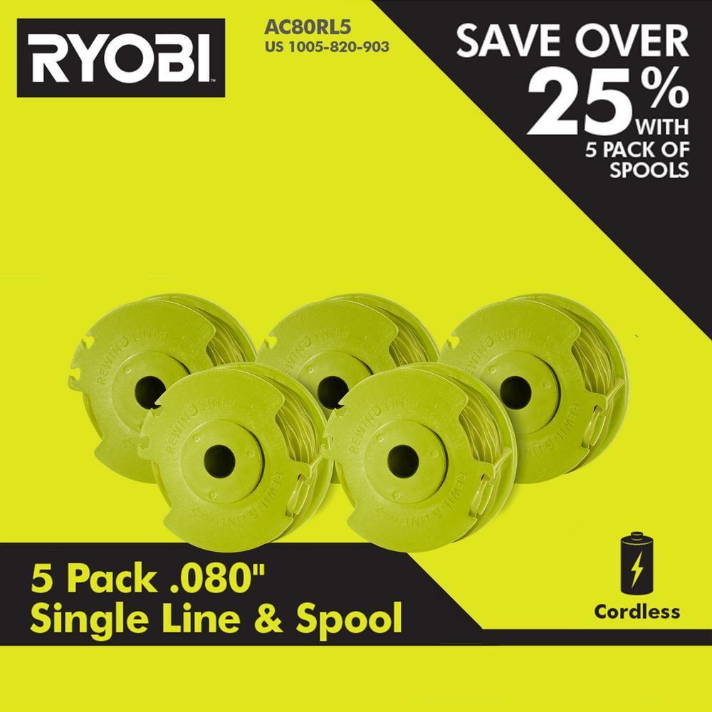 RYOBI 0.080 in. Replacement Auto-Feed Line Spools (5-Pack) - Walmart.com