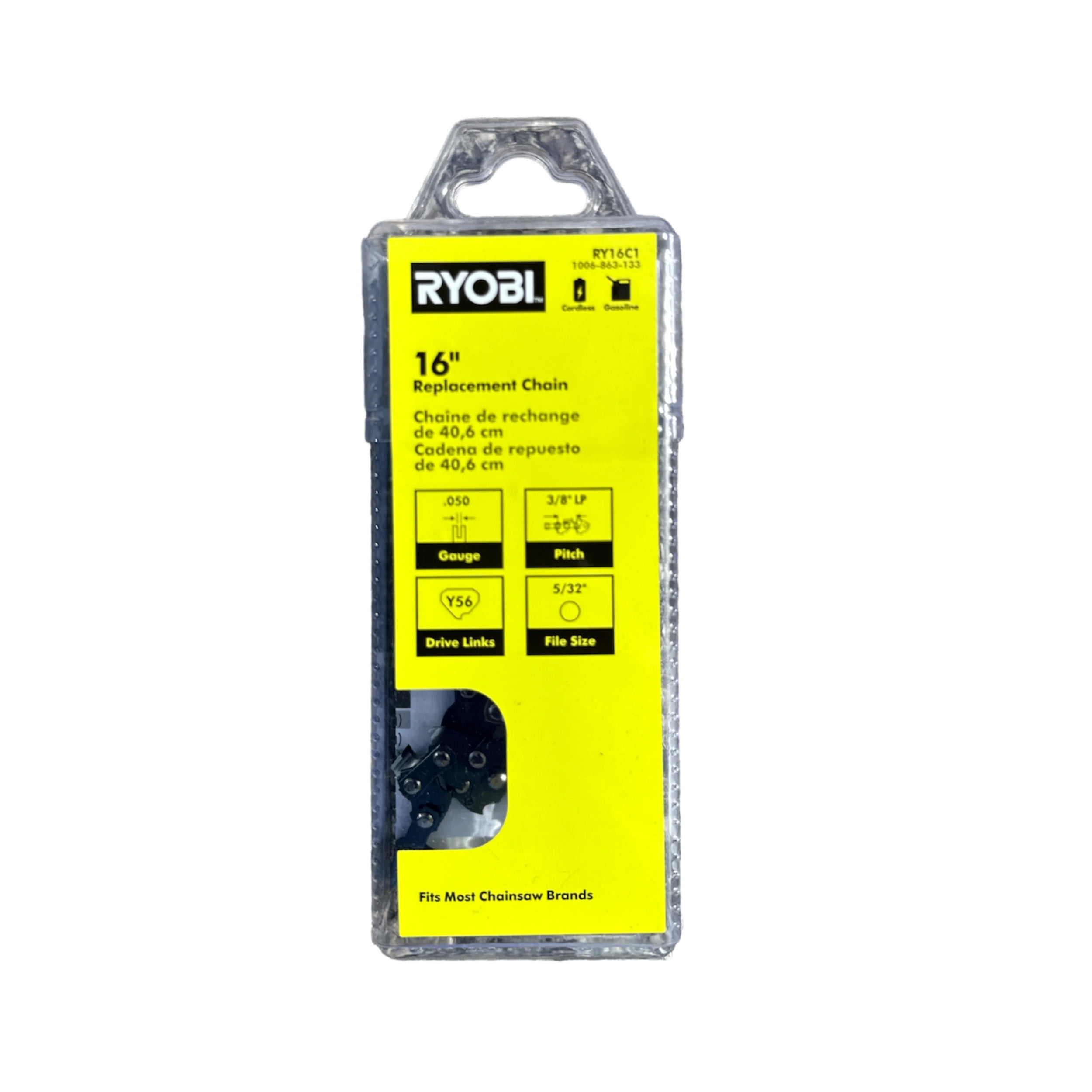 RYOBI 16 in Standard Chainsaw Chain 56 Drive Links for Gas and Cordless ...