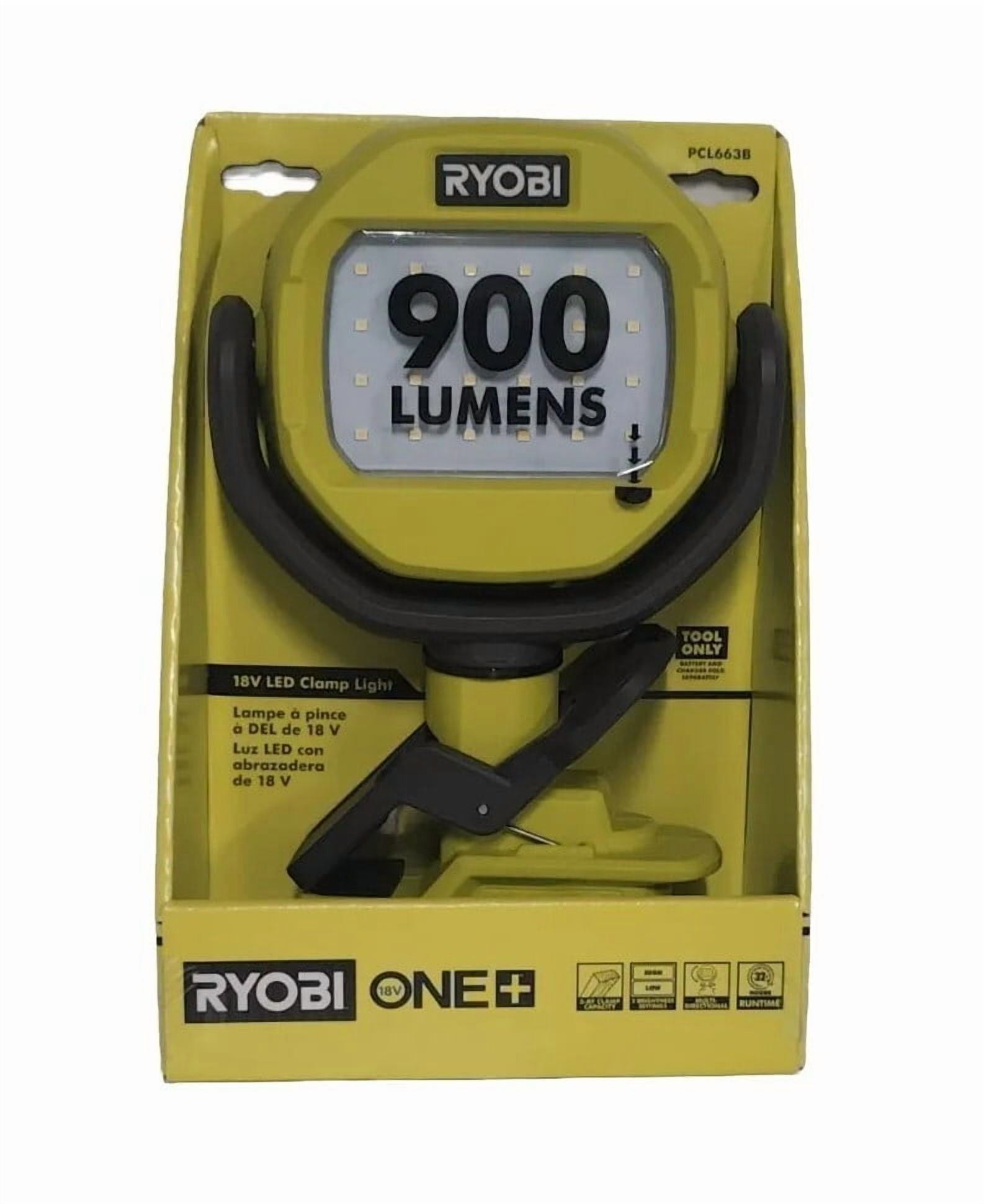 RYOBI 18V ONE+ Cordless LED Clamp Light PCL663B (TOOL ONLY) New ...