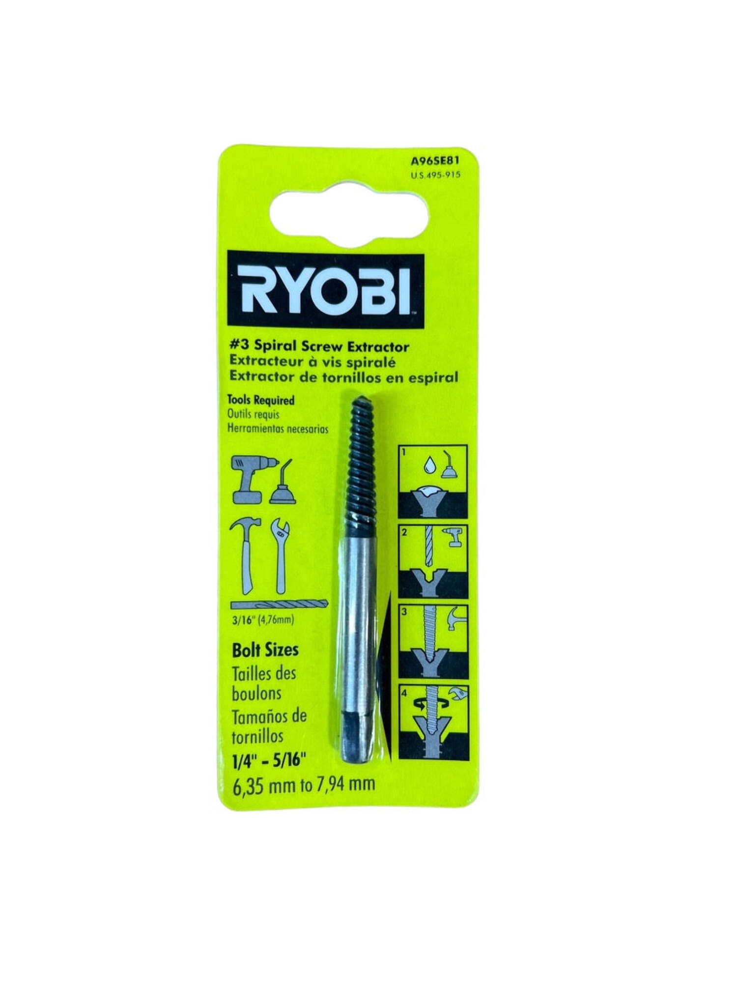 RYOBI 19/64 in. No. 3 Spiral Screw Extractor Bit - Walmart.com