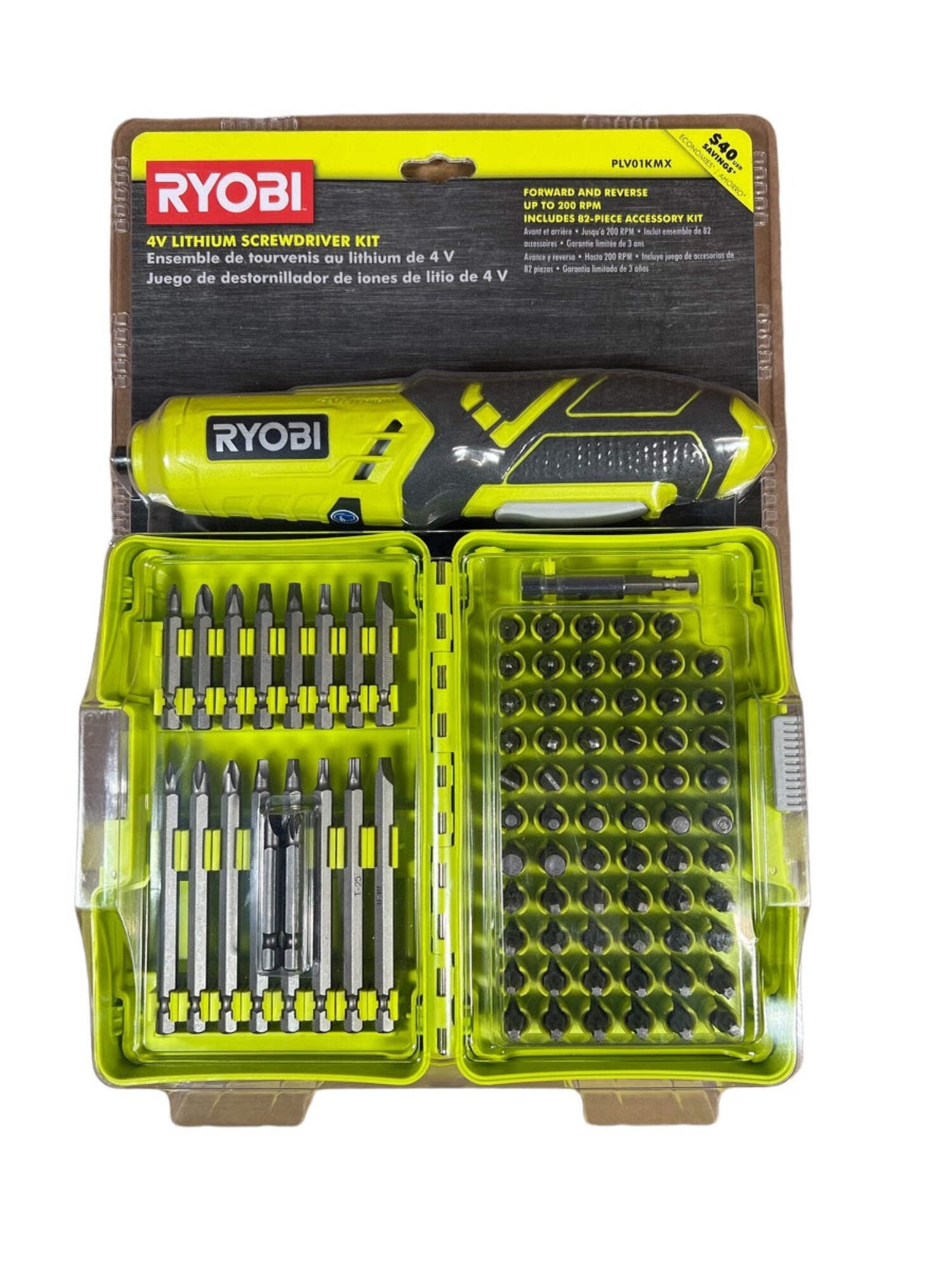 RYOBI 4-Volt Lithium-ion Screwdriver with 82-Piece Accessory Kit ...