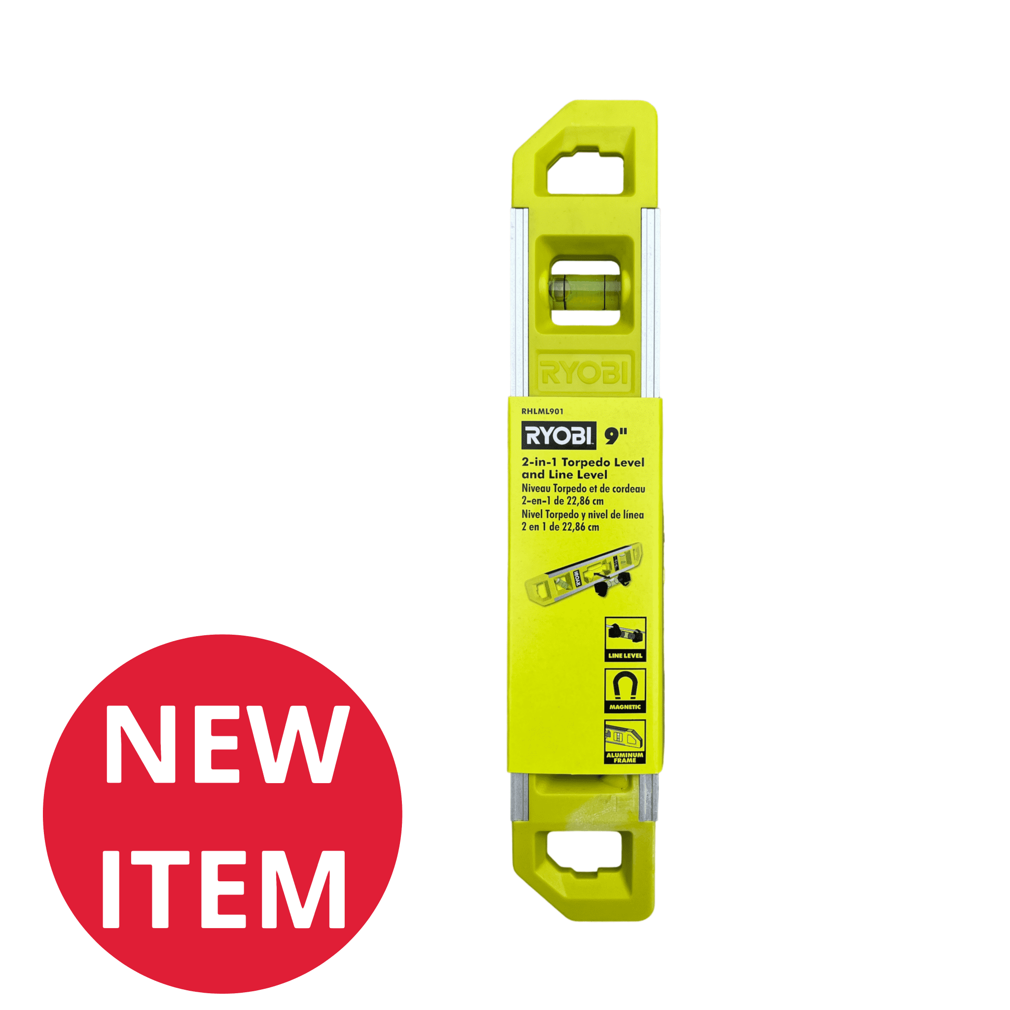 RYOBI 9 in. 3 Vial 2-in-1 Torpedo and Line Level - Walmart.com