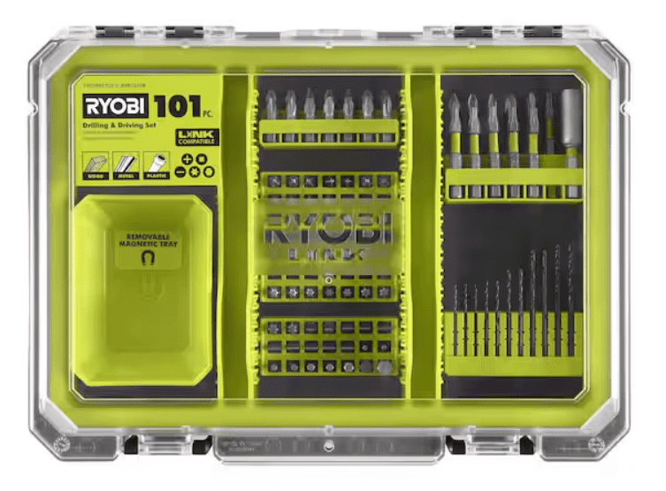 RYOBI Drill & Drive Set (101-Piece) with Mag Tray, Tool Inserts, and ...
