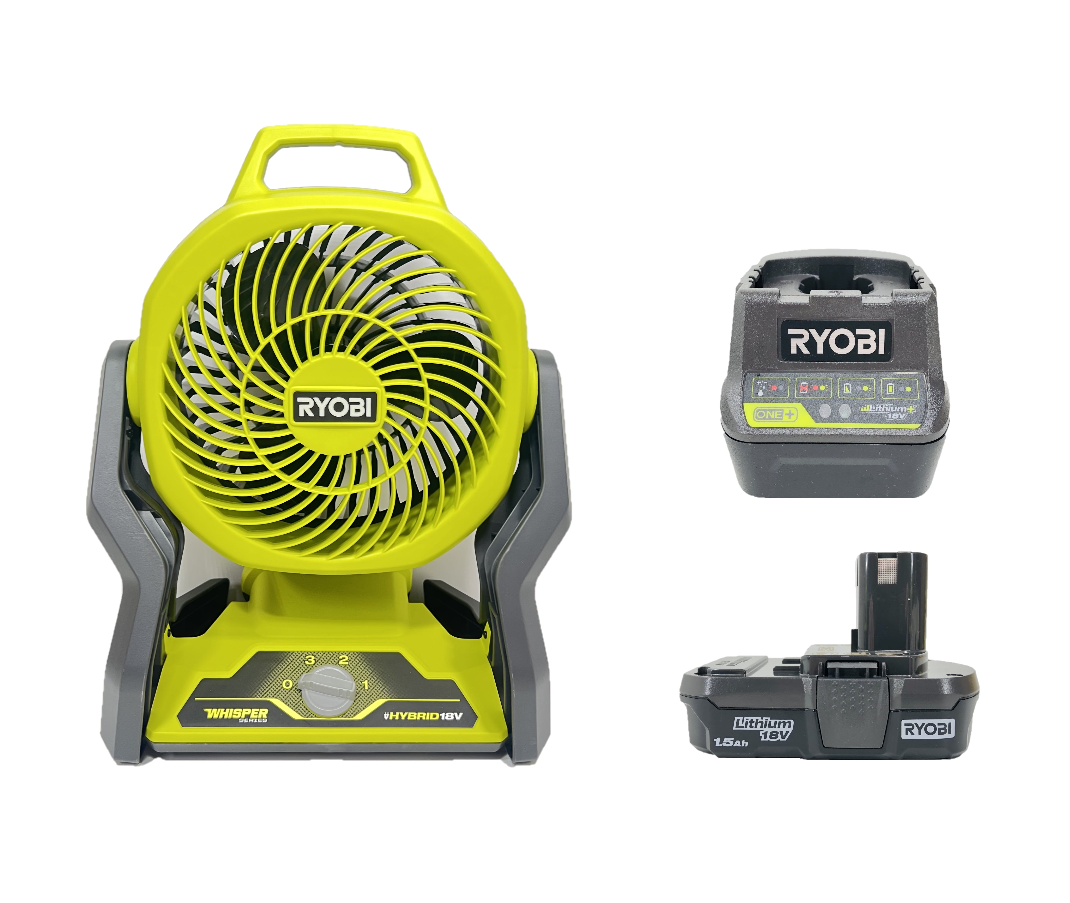 RYOBI ONE+ 18V Cordless Hybrid 7-1/2 in. Fan with Battery and Charger ...