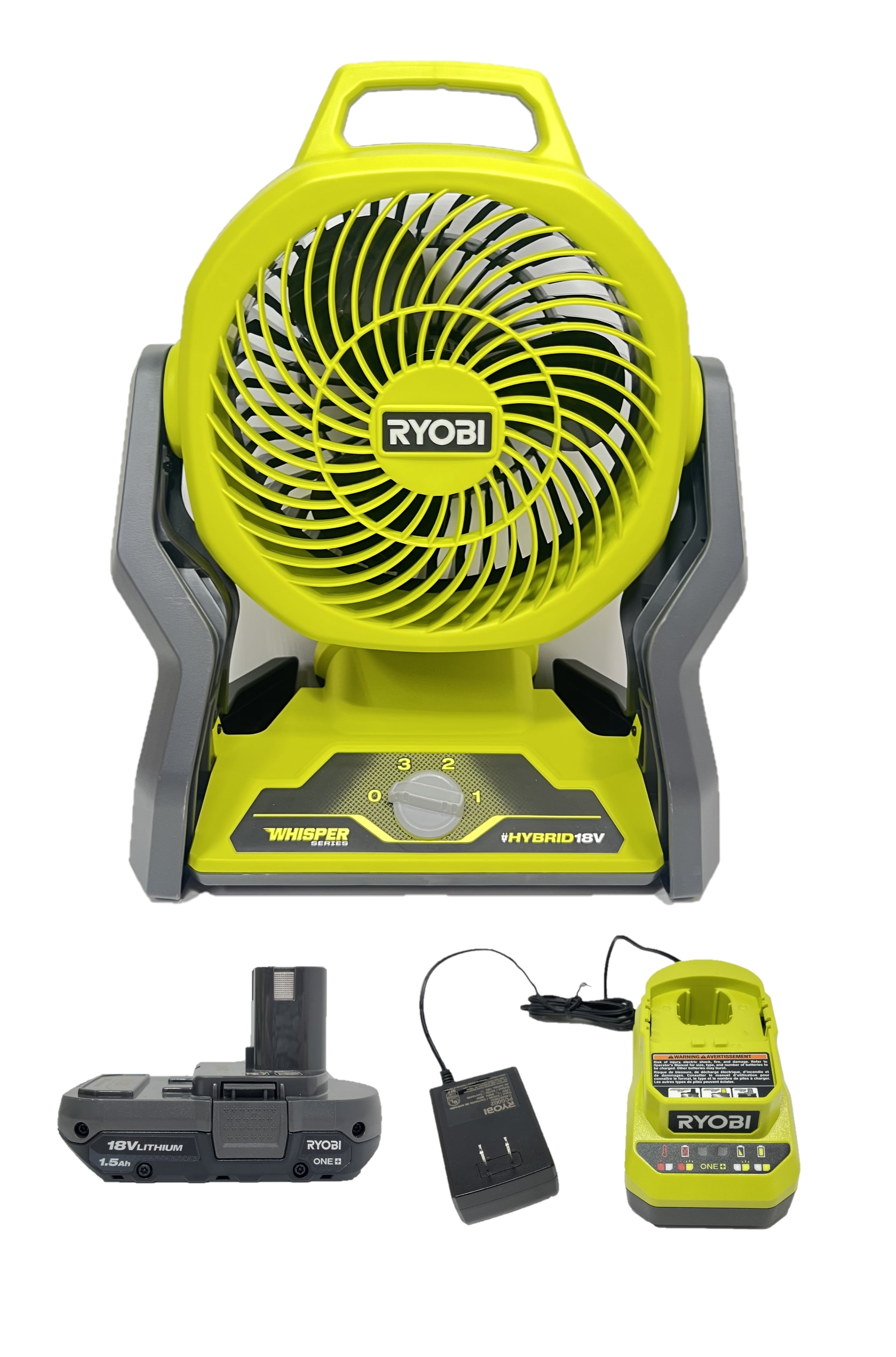 Ryobi 3-Speed Whisper Series Floor Fan with Battery & Charger - Walmart ...