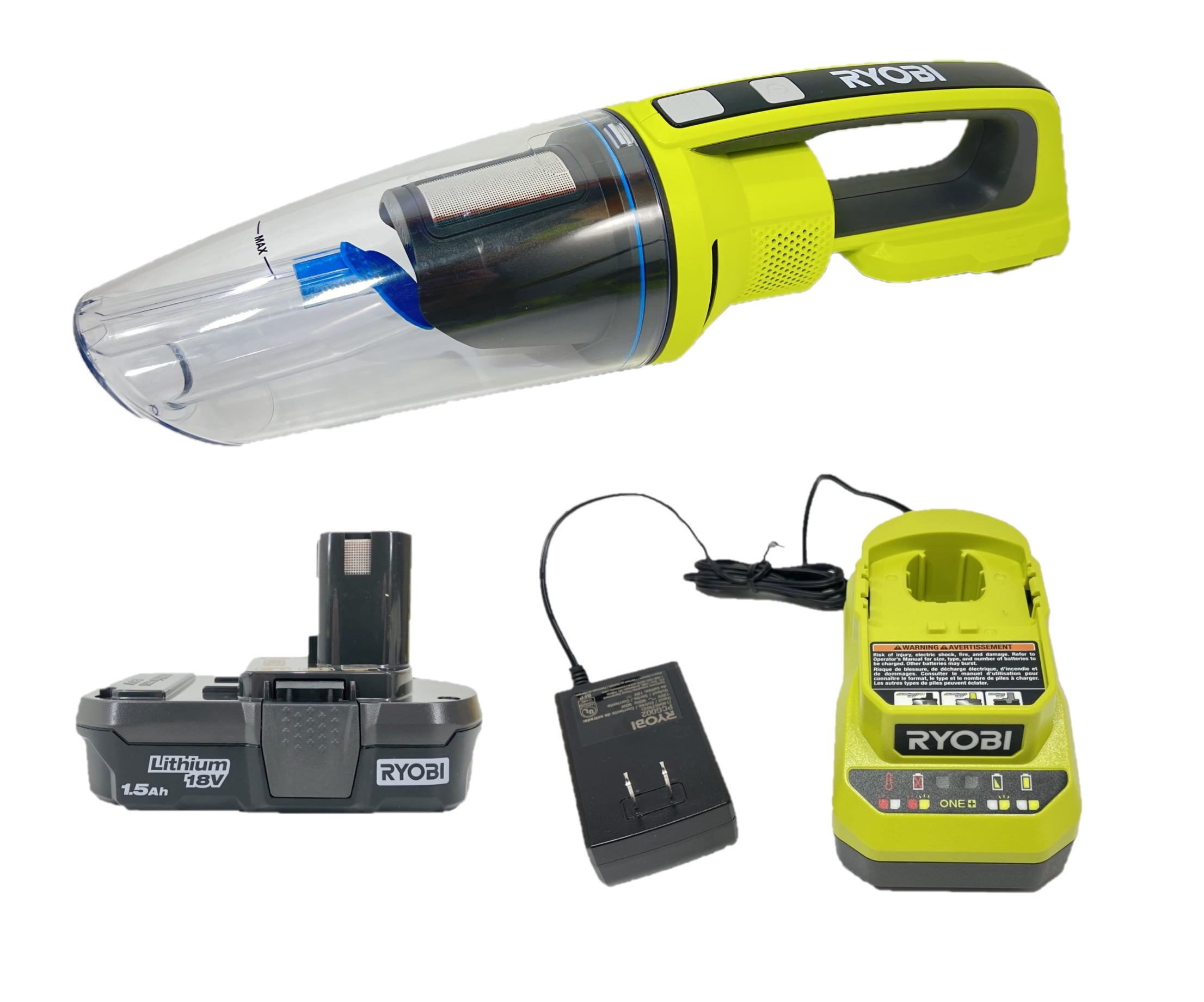 RYOBI ONE+ 18V Cordless Wet/Dry Handheld Vac Cleaner Kit w/ Battery ...